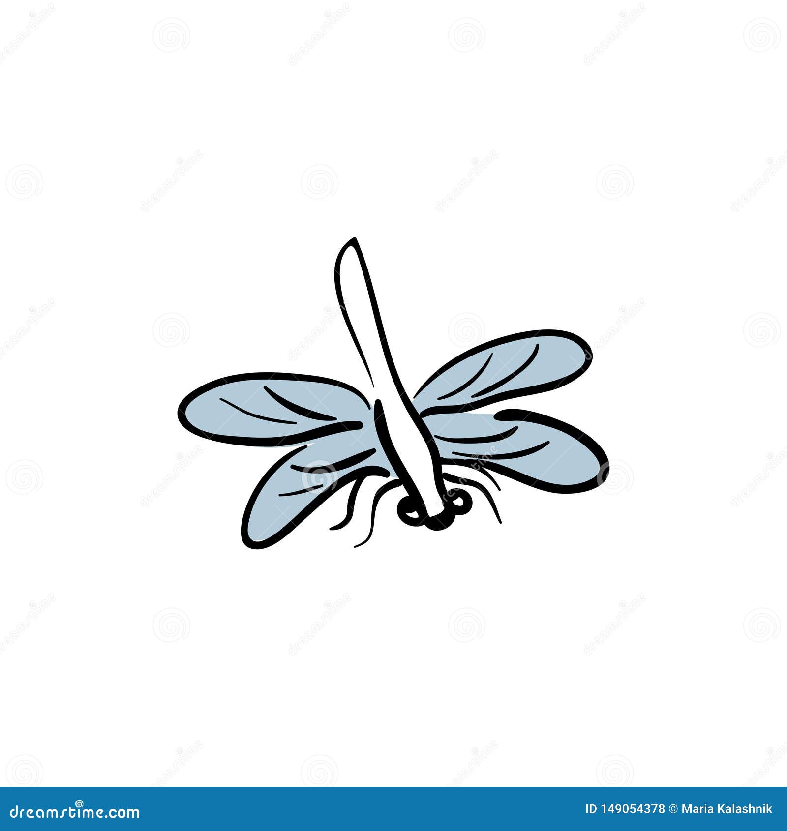 Black Dragonfly Aeschna Viridls, Isolated On White Background. Tattoo ...