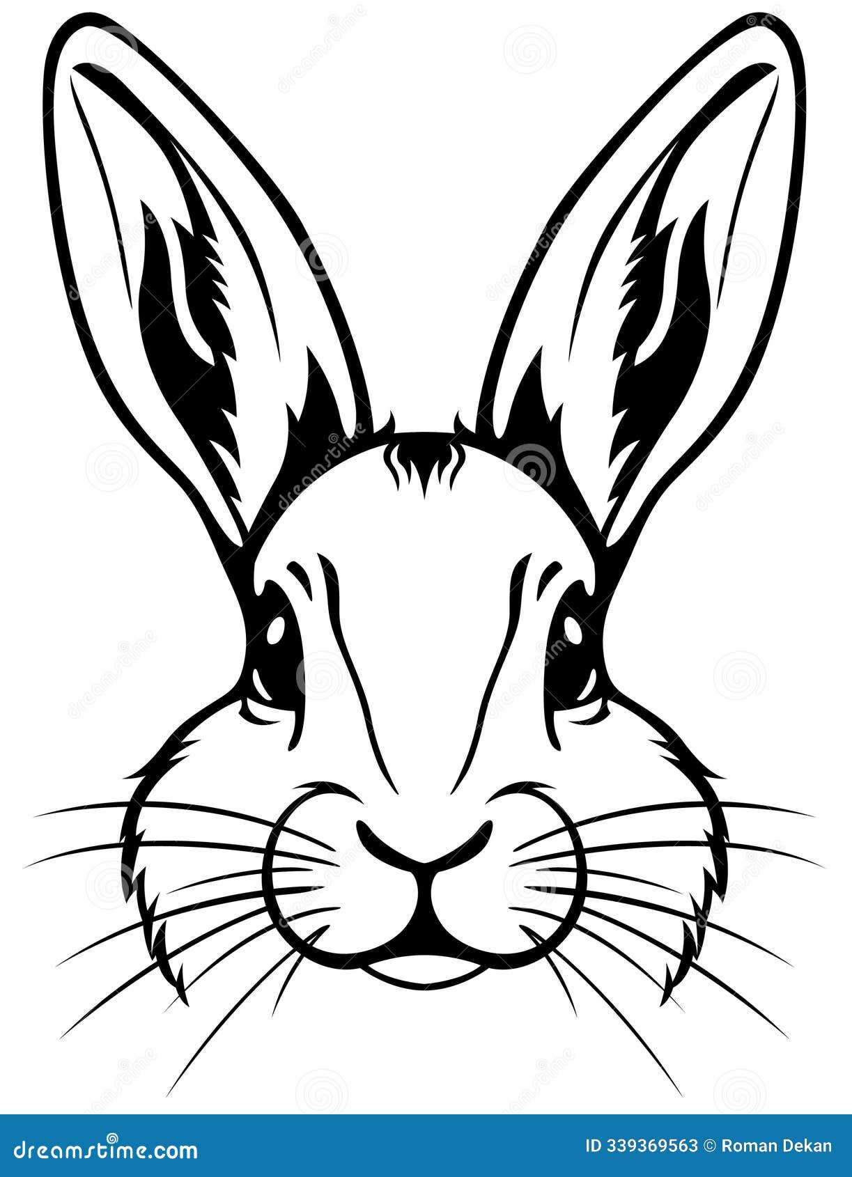 Rabbit Head Vector Silhouette Art Illustration | CartoonDealer.com ...