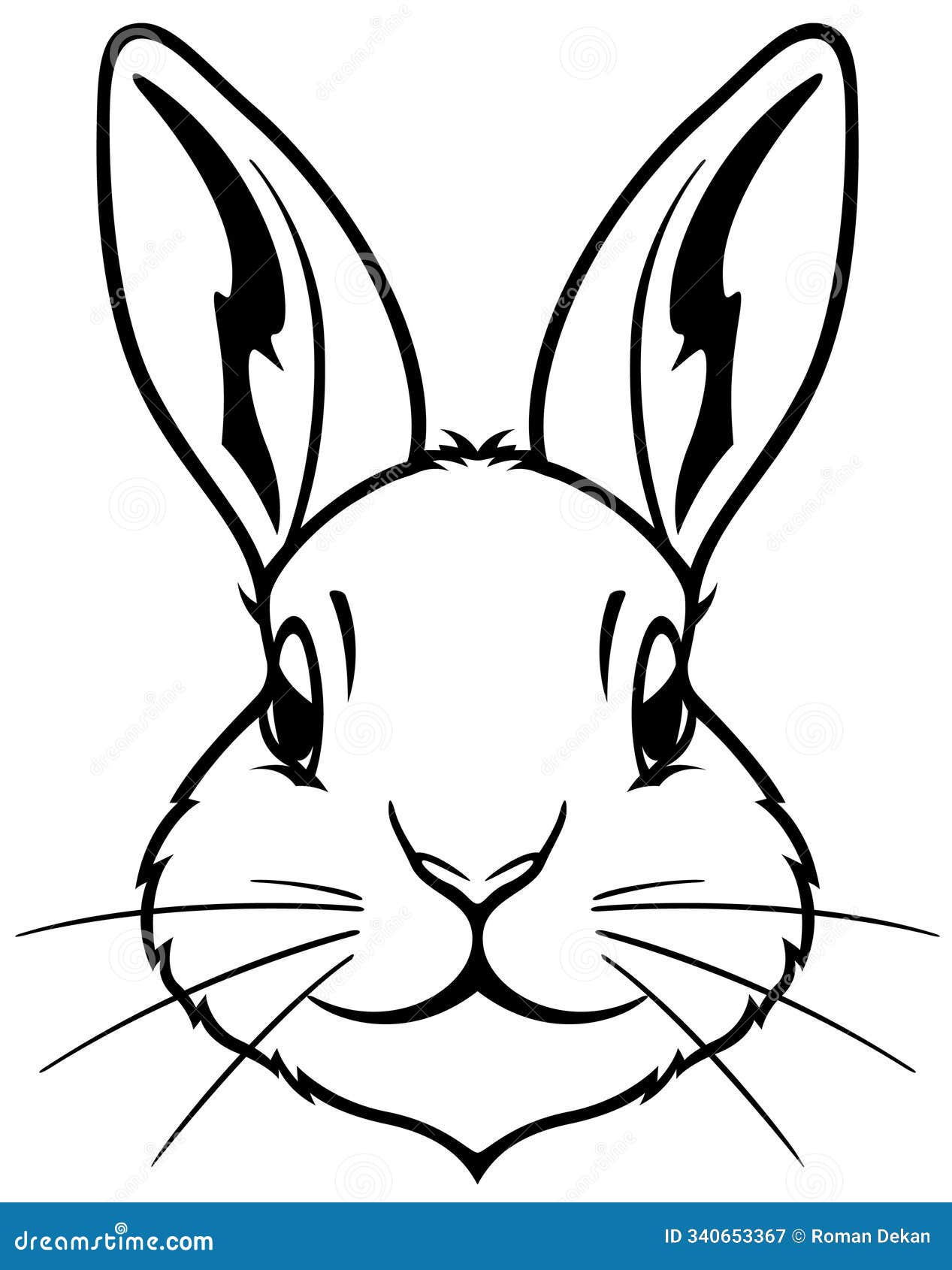 Rabbit Head Laughing With Ice Cream Crushed Face, Doodle Icon Drawing ...