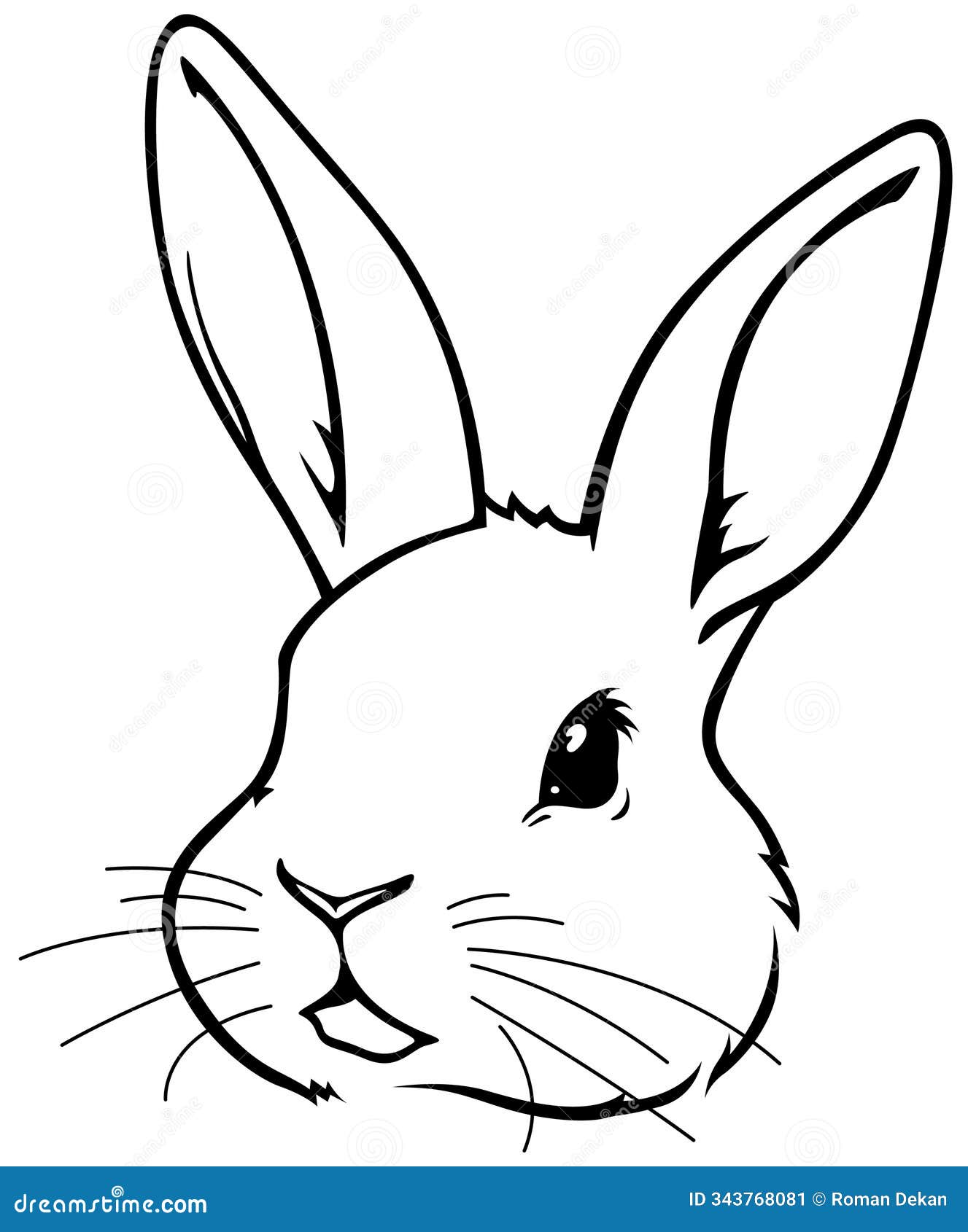 Black Drawing of Rabbit Head Stock Vector - Illustration of outline ...