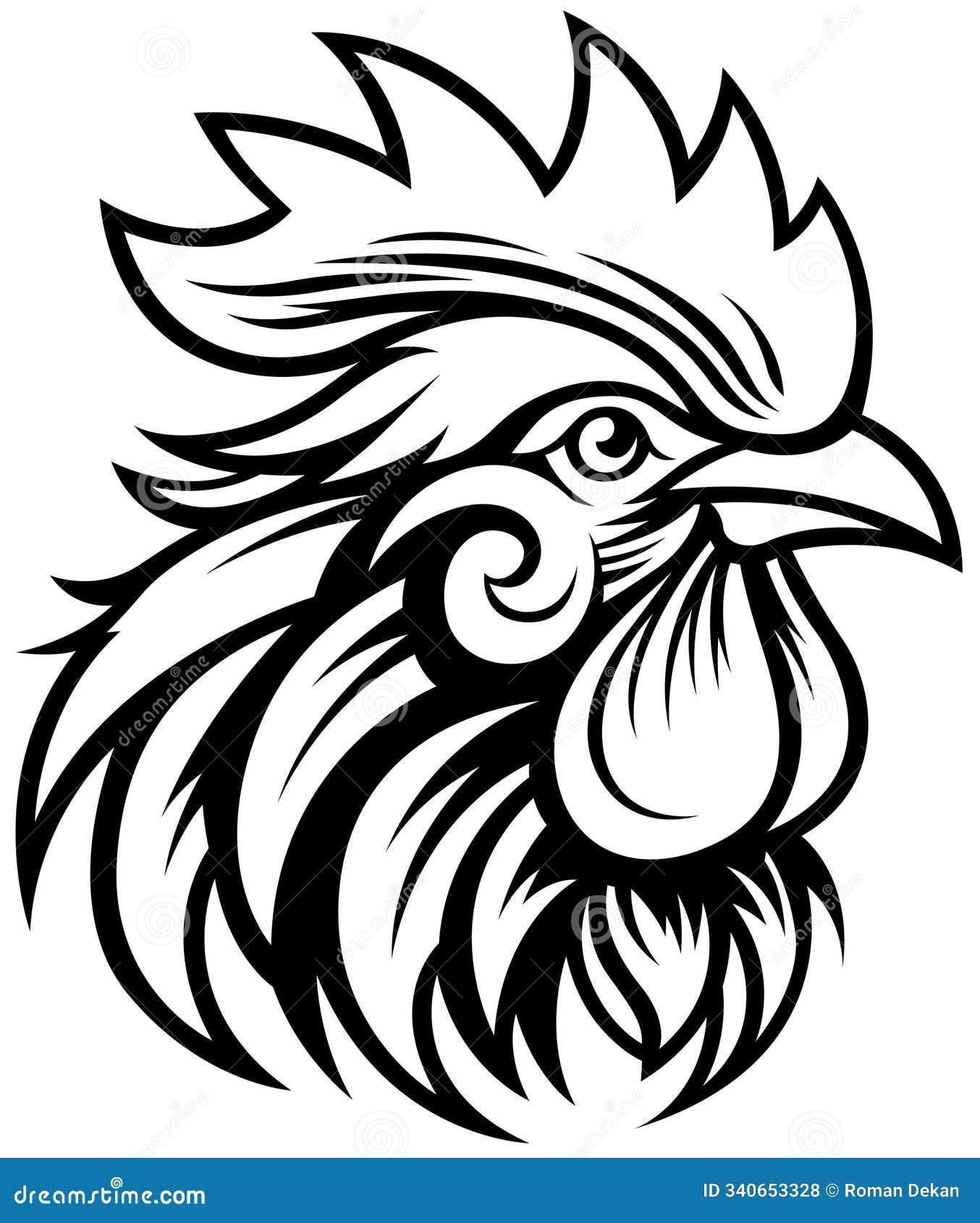 Rooster Head Silhouette Vector Illustration | CartoonDealer.com #77573586