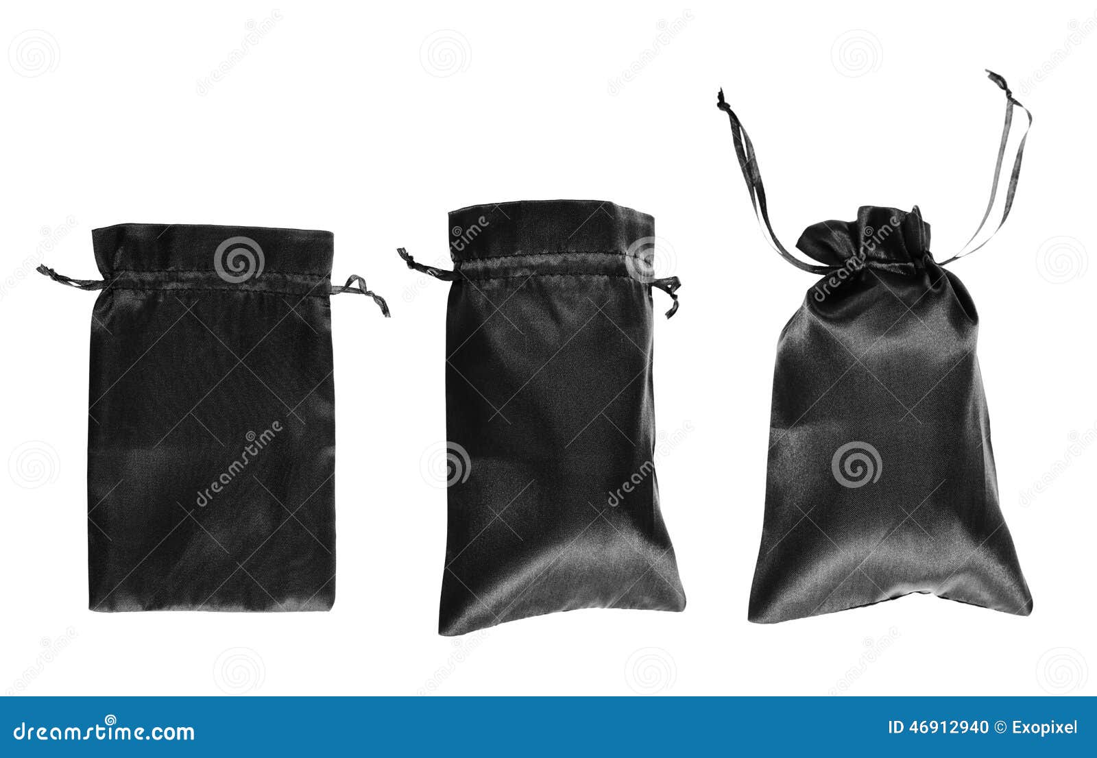 Black Drawstring Bag Packaging Isolated Stock Photo - Image of carry ...