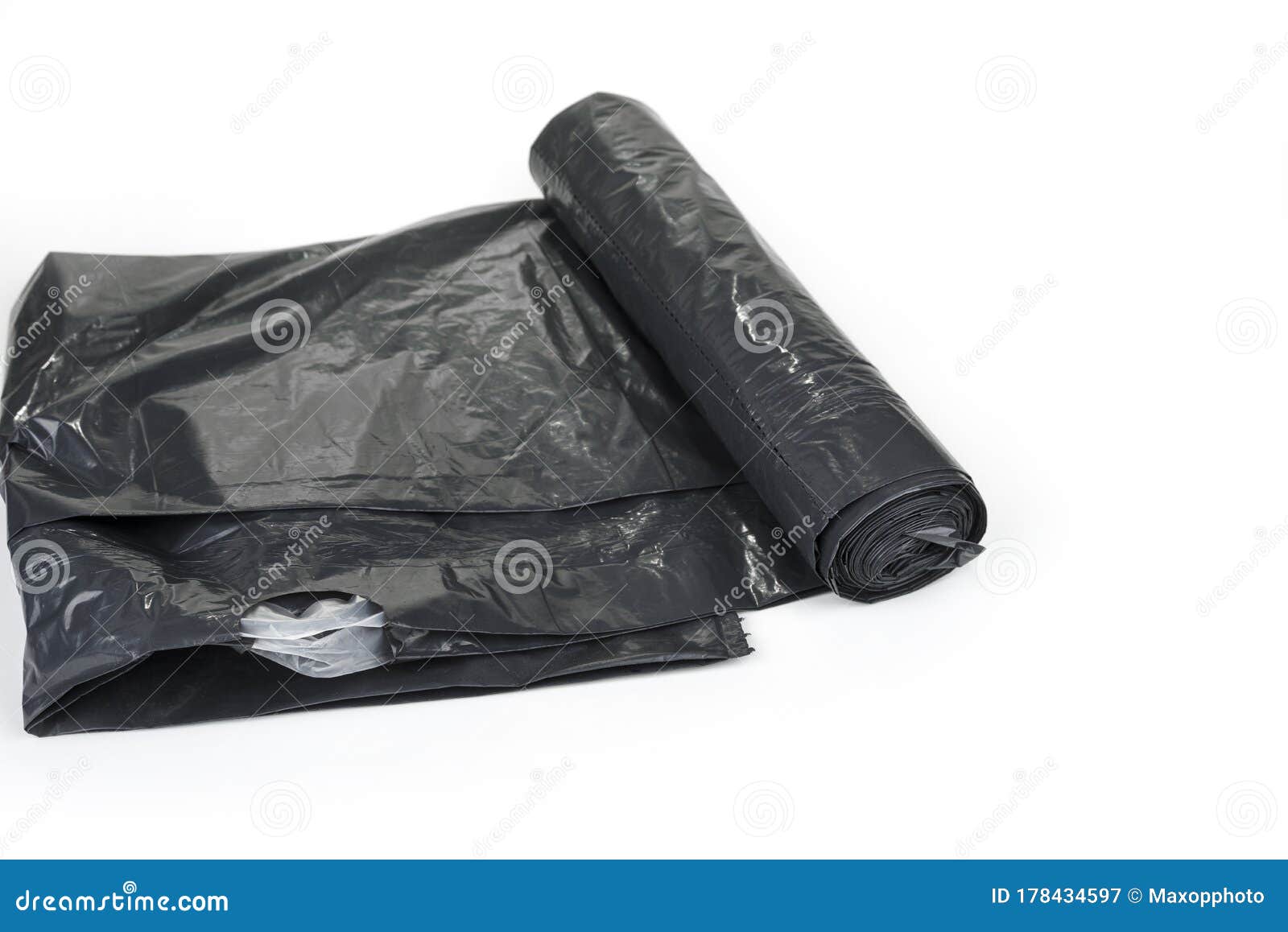 Black Drawstring Garbage Bags on a White Stock Image - Image of rubbish ...