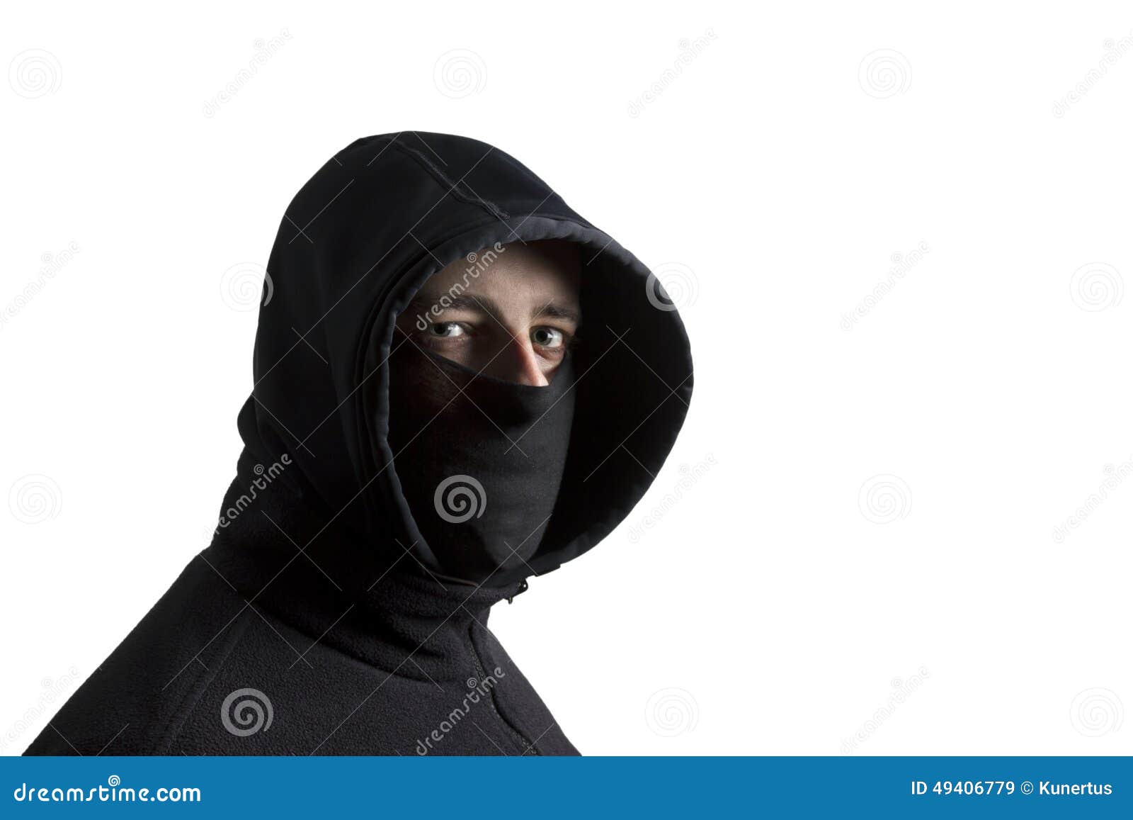 Black dressed hooded man stock image. Image of spooky - 49406779