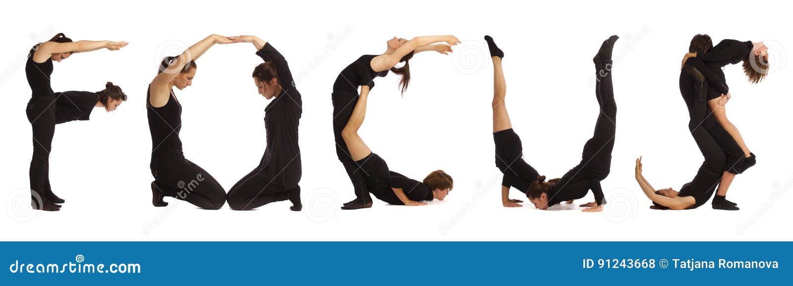 Black Dressed People Forming Word FOCUS Stock Photo - Image of adult ...