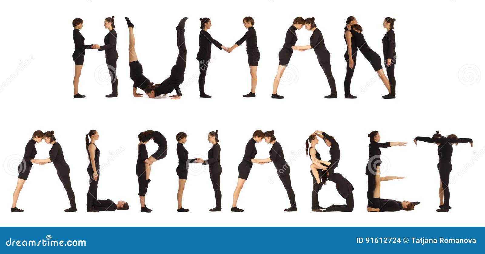 Black Dressed People Forming Word HUMAN ALPHABET Stock Photo - Image of ...