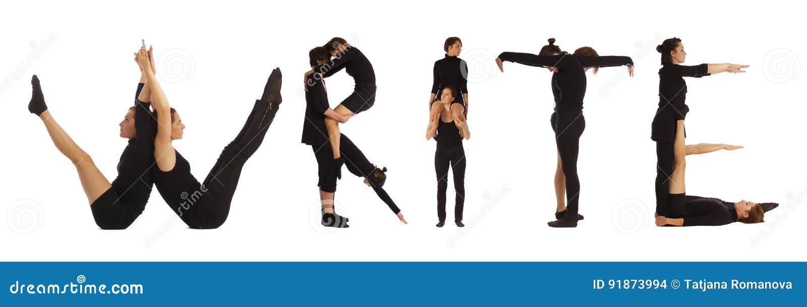 Black Dressed People Forming Word WRITE Stock Photo - Image of body ...