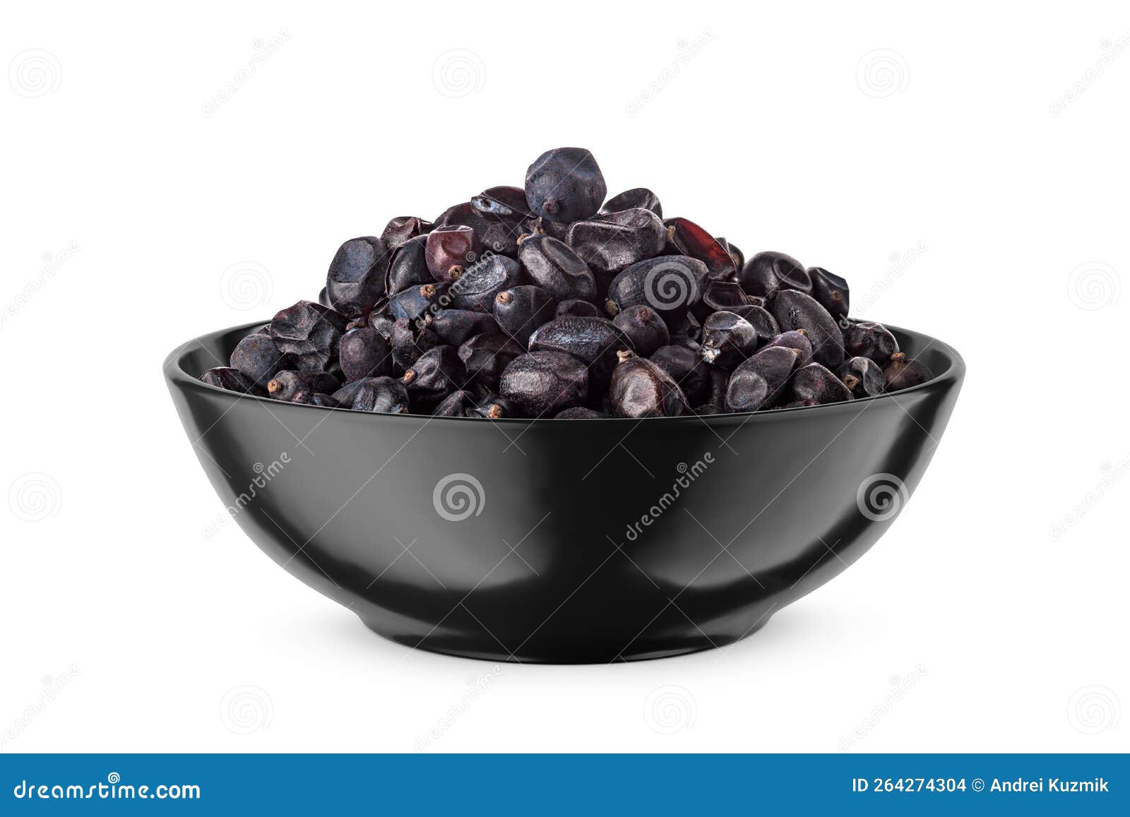 Black Dried Barberry in Black Bowl Isolated on White. Front View Stock ...