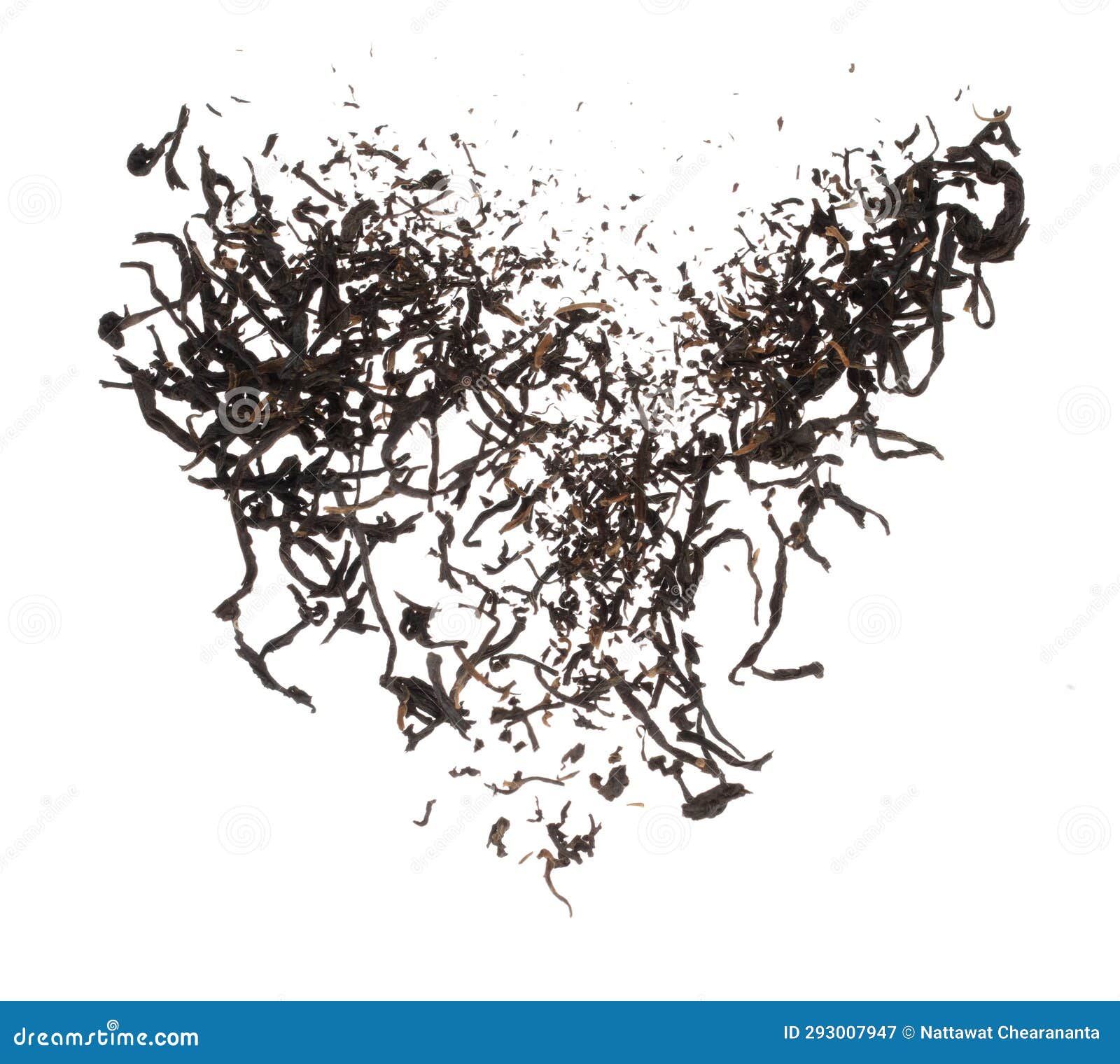 Black Dried Leave Tea Explode. Big Size Tea Leaf Fall Down, Abstract ...