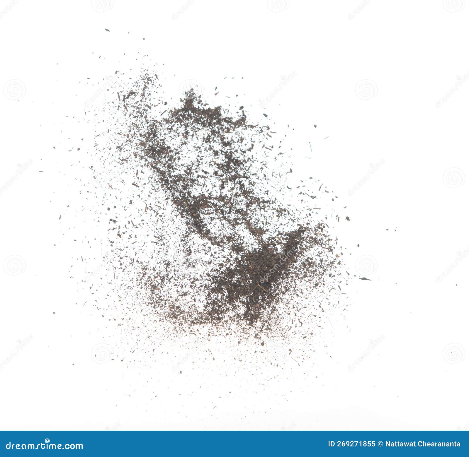 Black Dried Leave Tea Explode. Small Fine Size Tea Leaf Flying ...