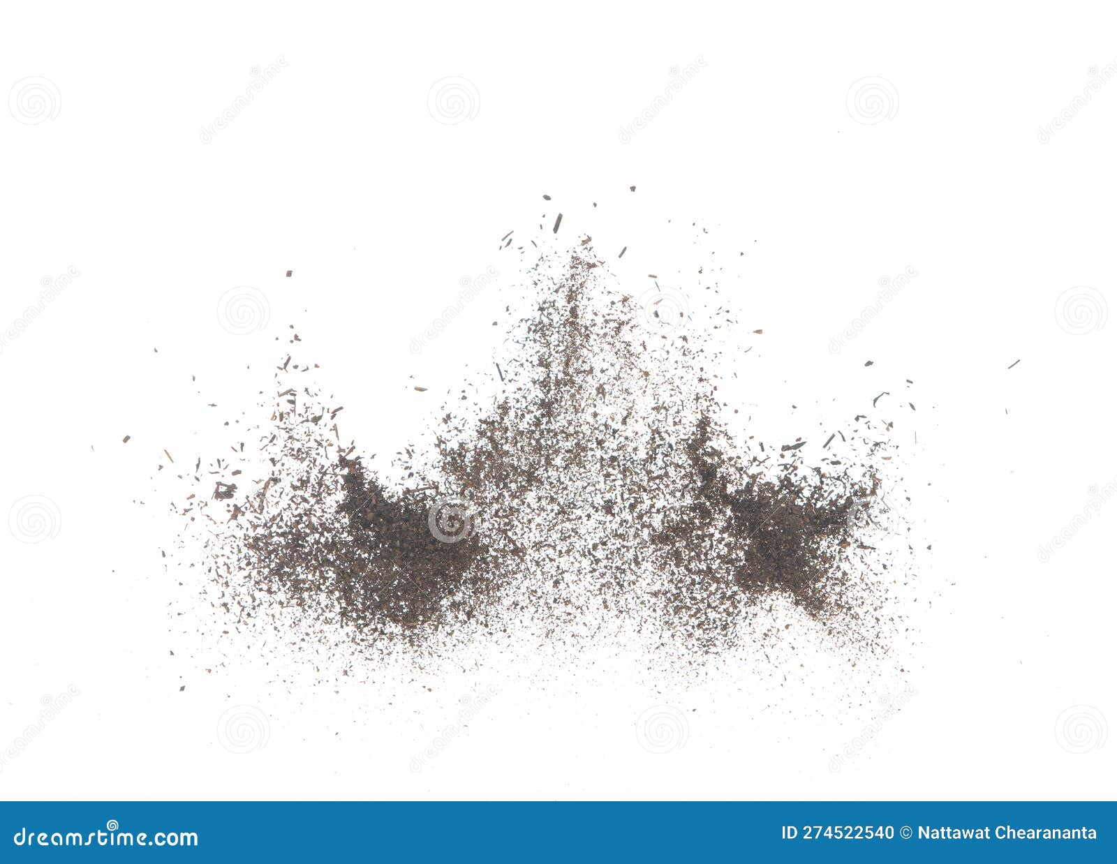 Black Dried Leave Tea Explode. Small Fine Size Tea Leaf Flying ...