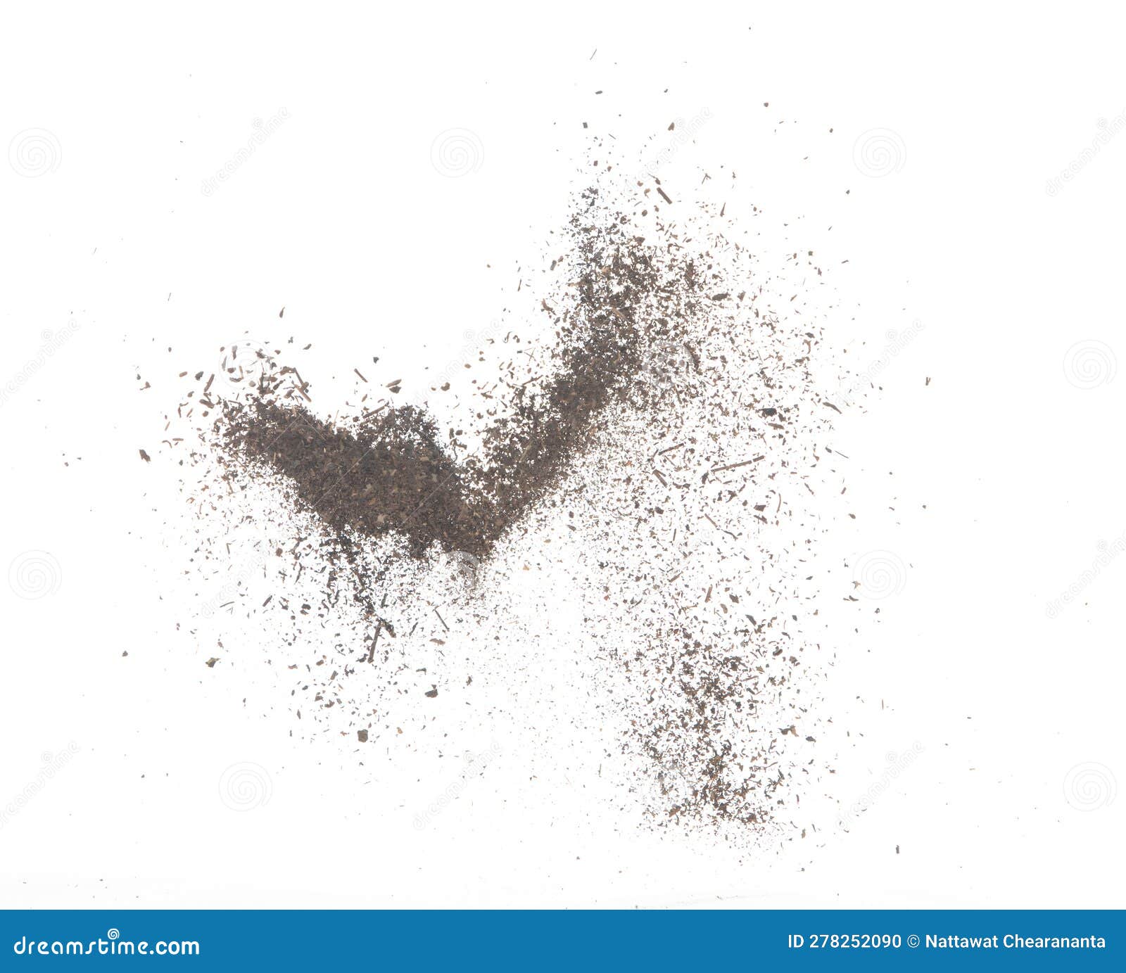 Black Dried Leave Tea Explode. Small Fine Size Tea Leaf Flying ...