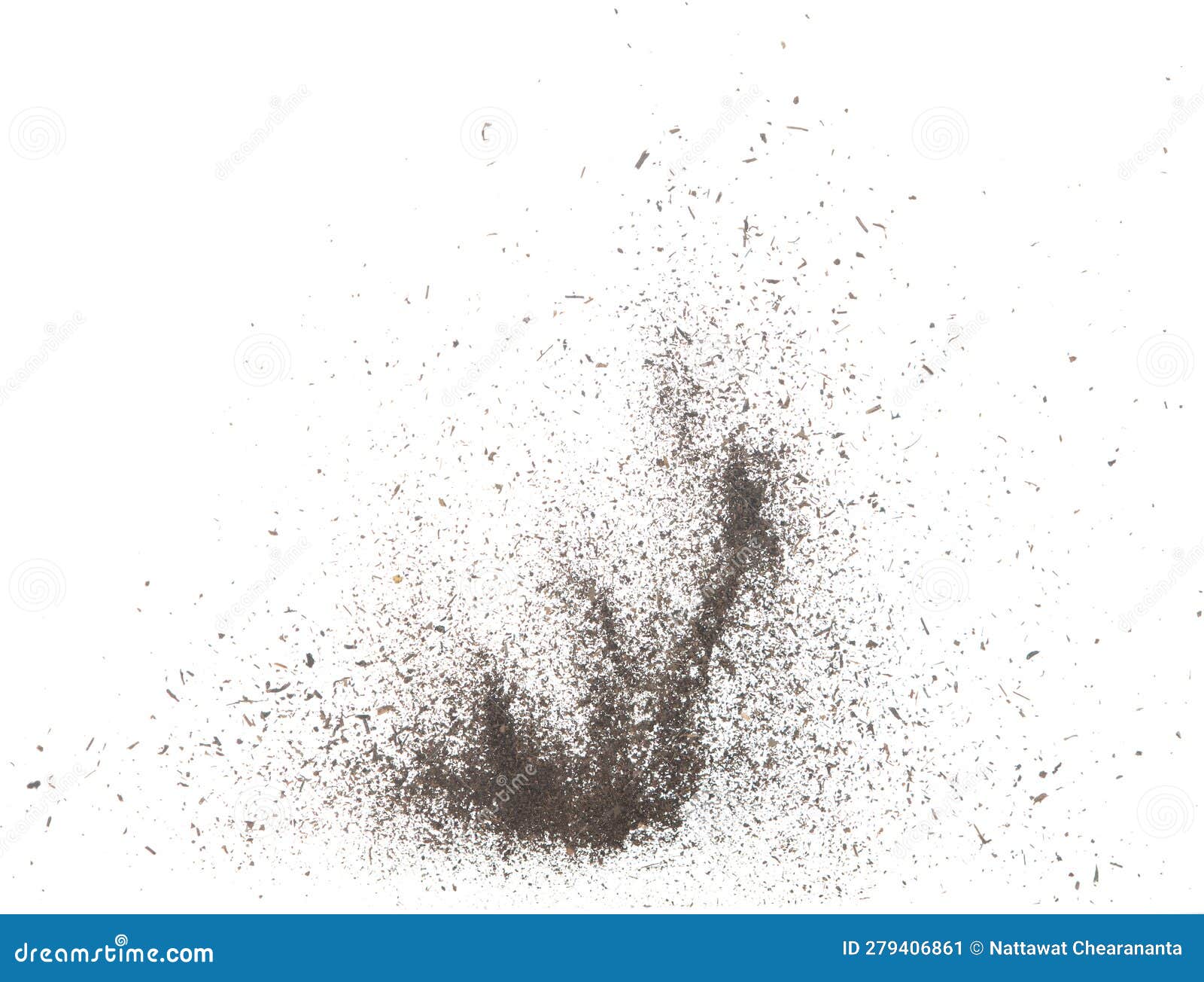 Black Dried Leave Tea Explode. Small Fine Size Tea Leaf Flying ...