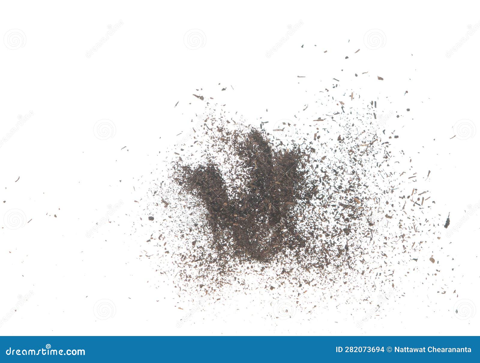 Black Dried Leave Tea Explode. Small Fine Size Tea Leaf Flying ...