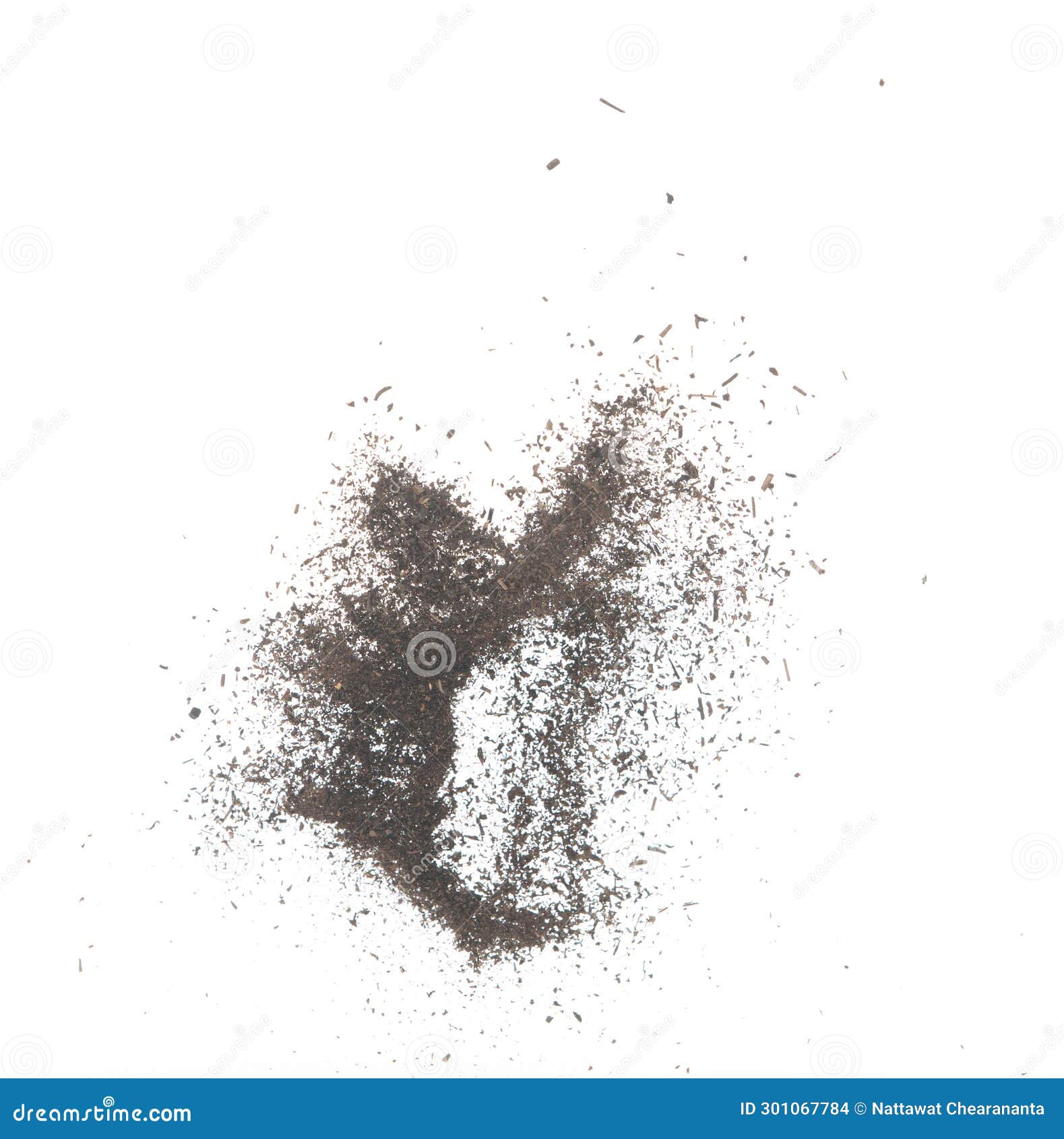 Black Dried Leave Tea Explode. Small Fine Size Tea Leaf Flying ...