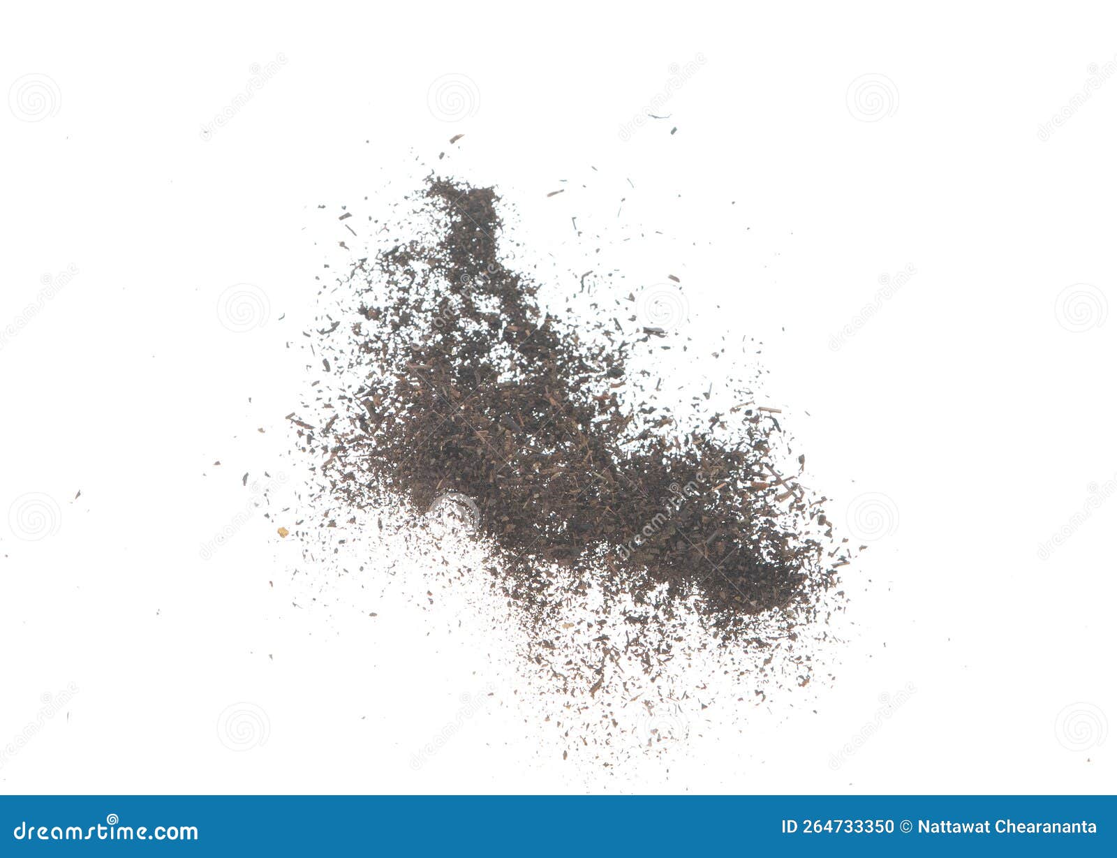 Black Dried Leave Tea Explode. Small Fine Size Tea Leaf Flying ...