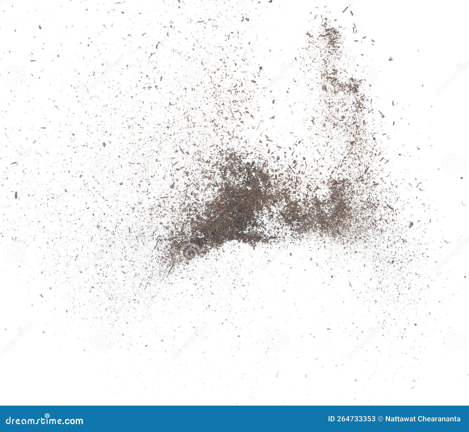 Black Dried Leave Tea Explode. Small Fine Size Tea Leaf Flying ...