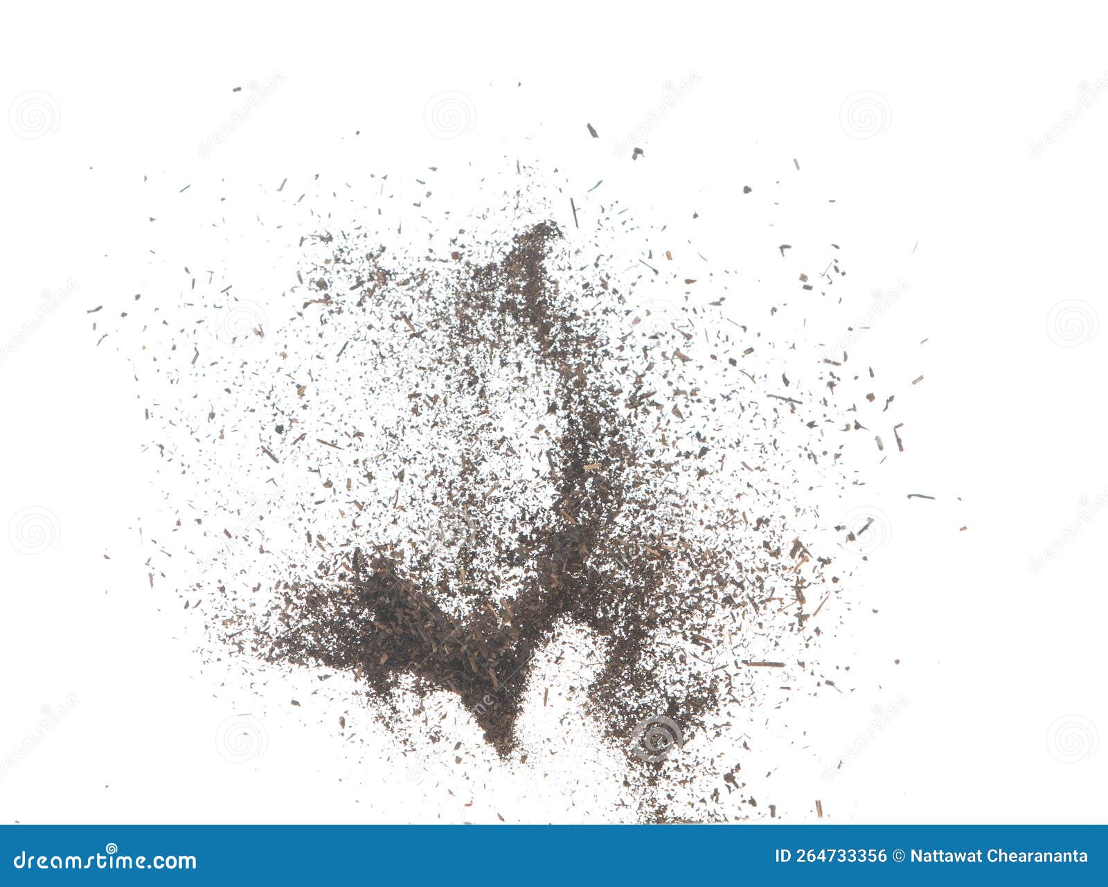 Black Dried Leave Tea Explode. Small Fine Size Tea Leaf Flying ...