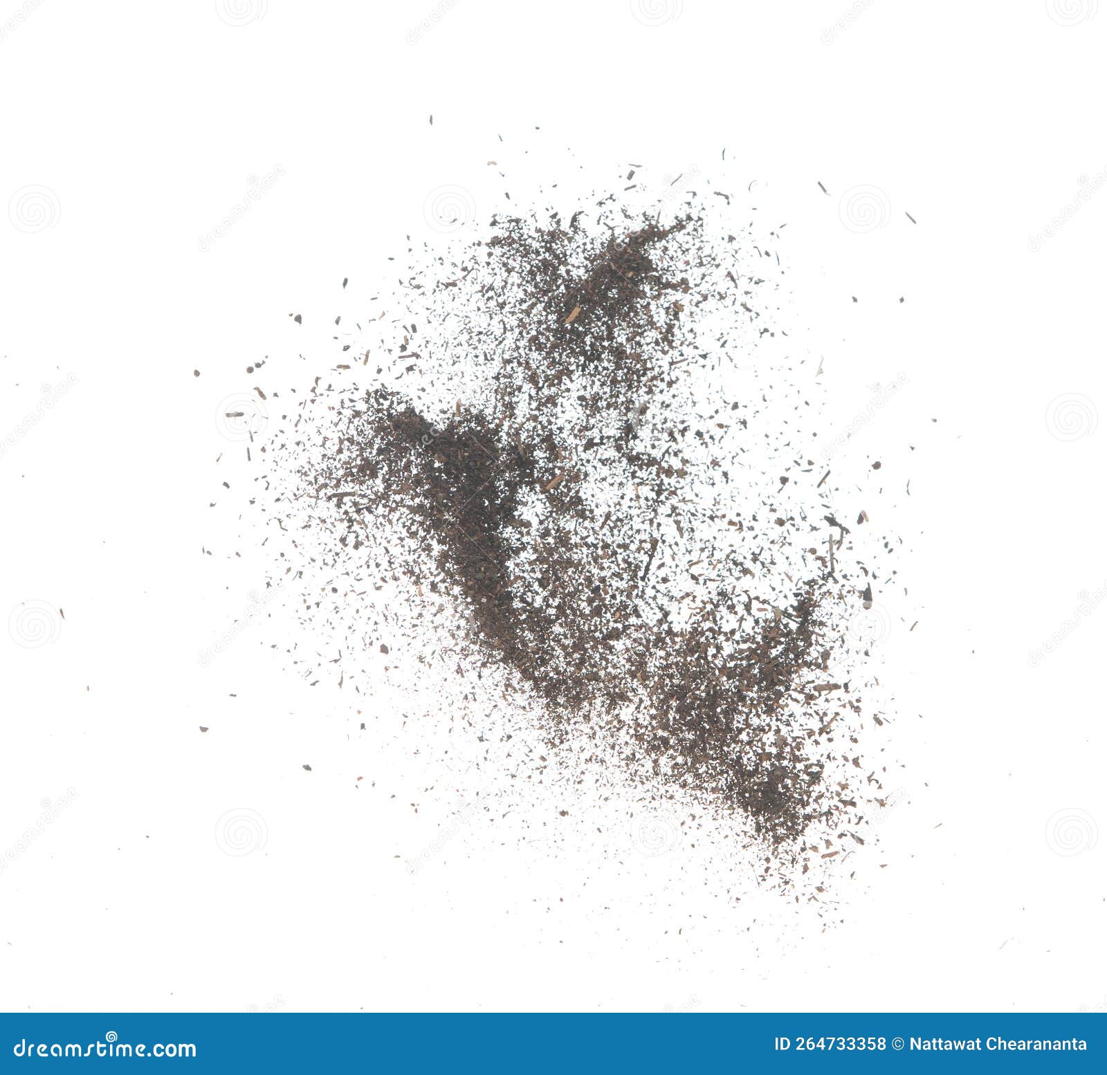 Black Dried Leave Tea Explode. Small Fine Size Tea Leaf Flying ...