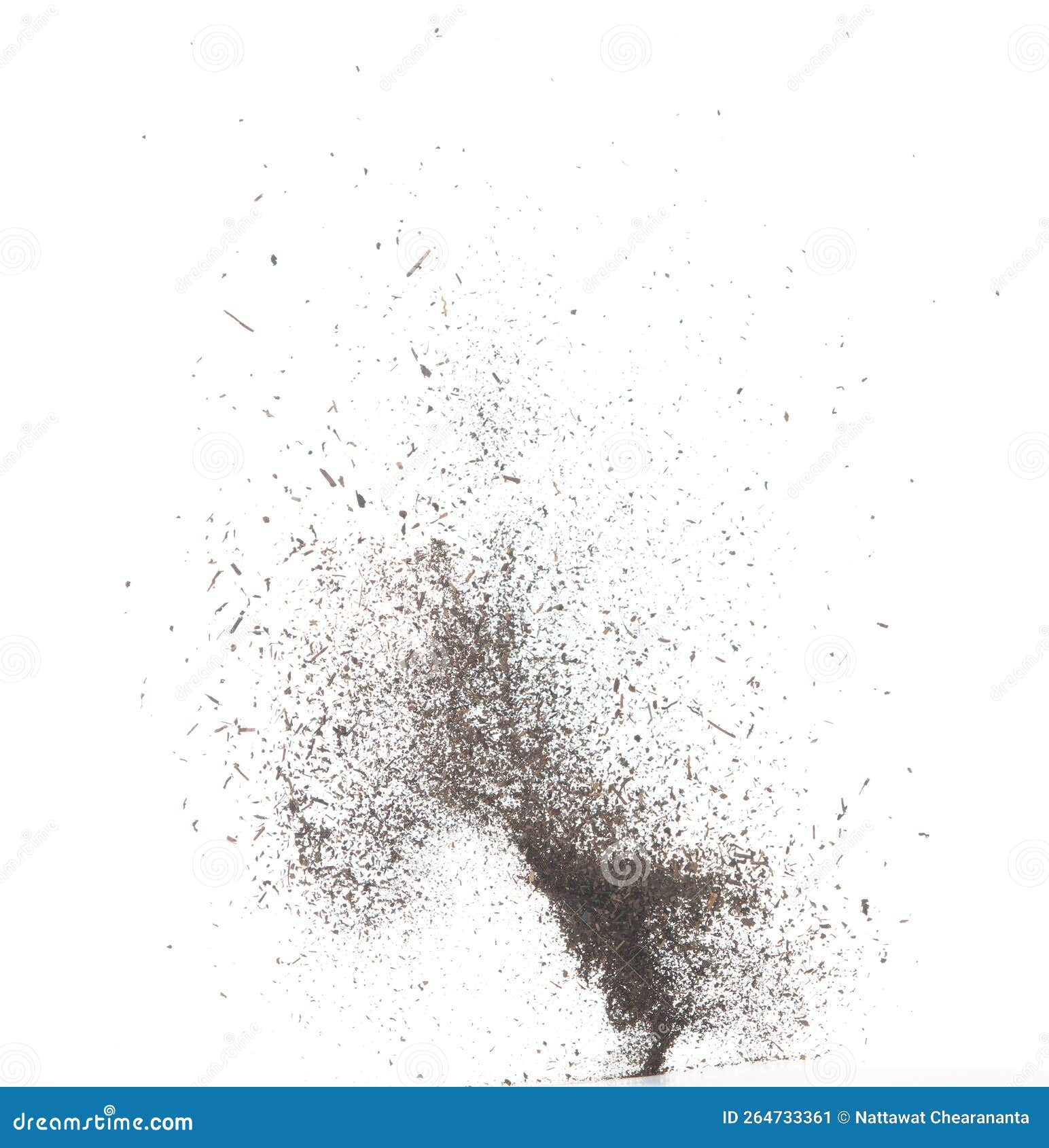 Black Dried Leave Tea Explode. Small Fine Size Tea Leaf Flying ...