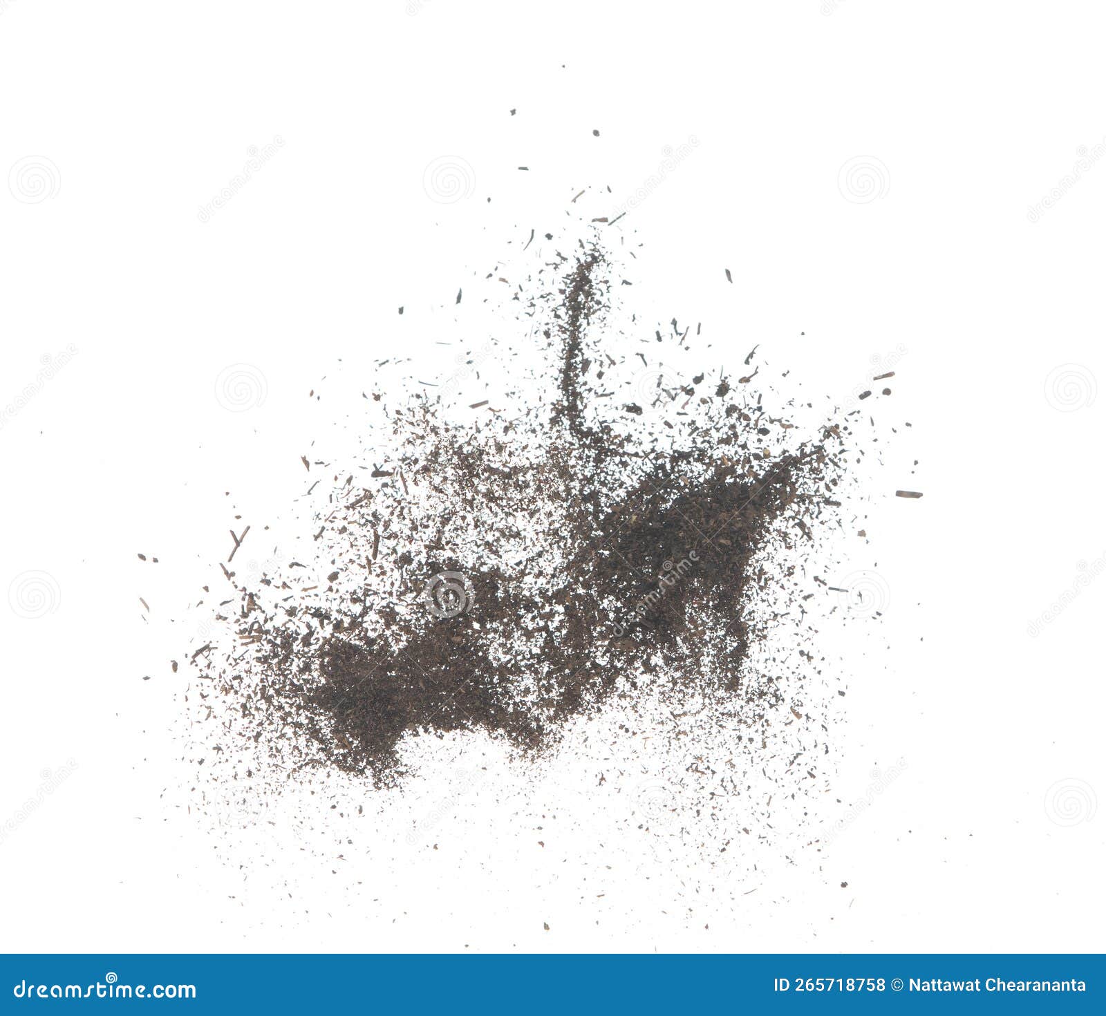 Black Dried Leave Tea Explode. Small Fine Size Tea Leaf Flying ...