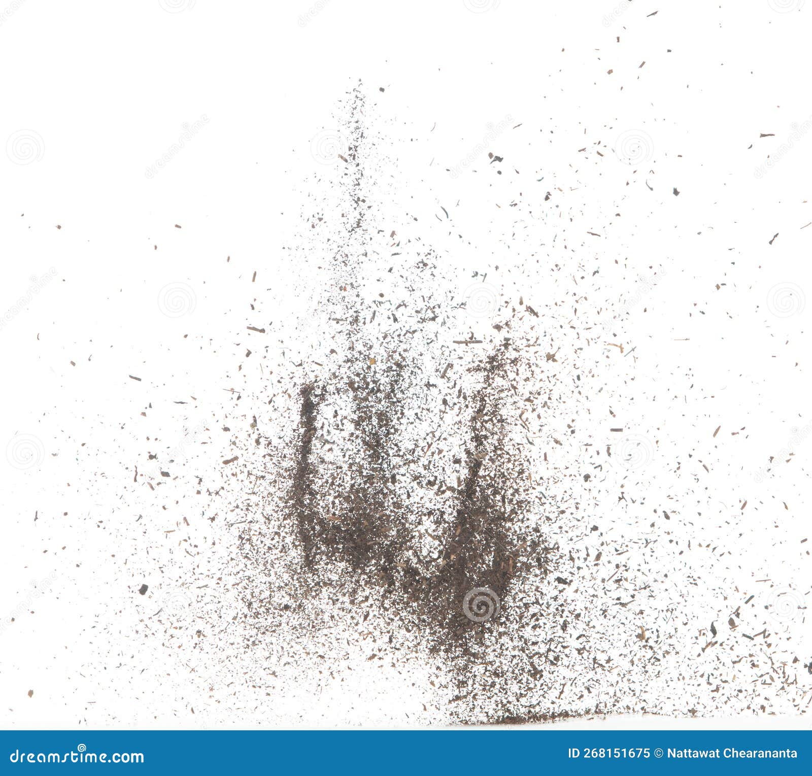 Black Dried Leave Tea Explode. Small Fine Size Tea Leaf Flying ...