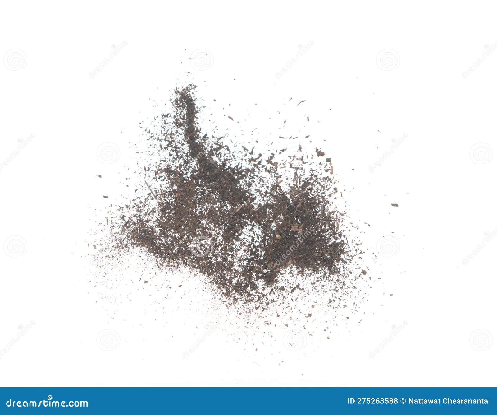 Black Dried Leave Tea Explode. Small Fine Size Tea Leaf Flying ...