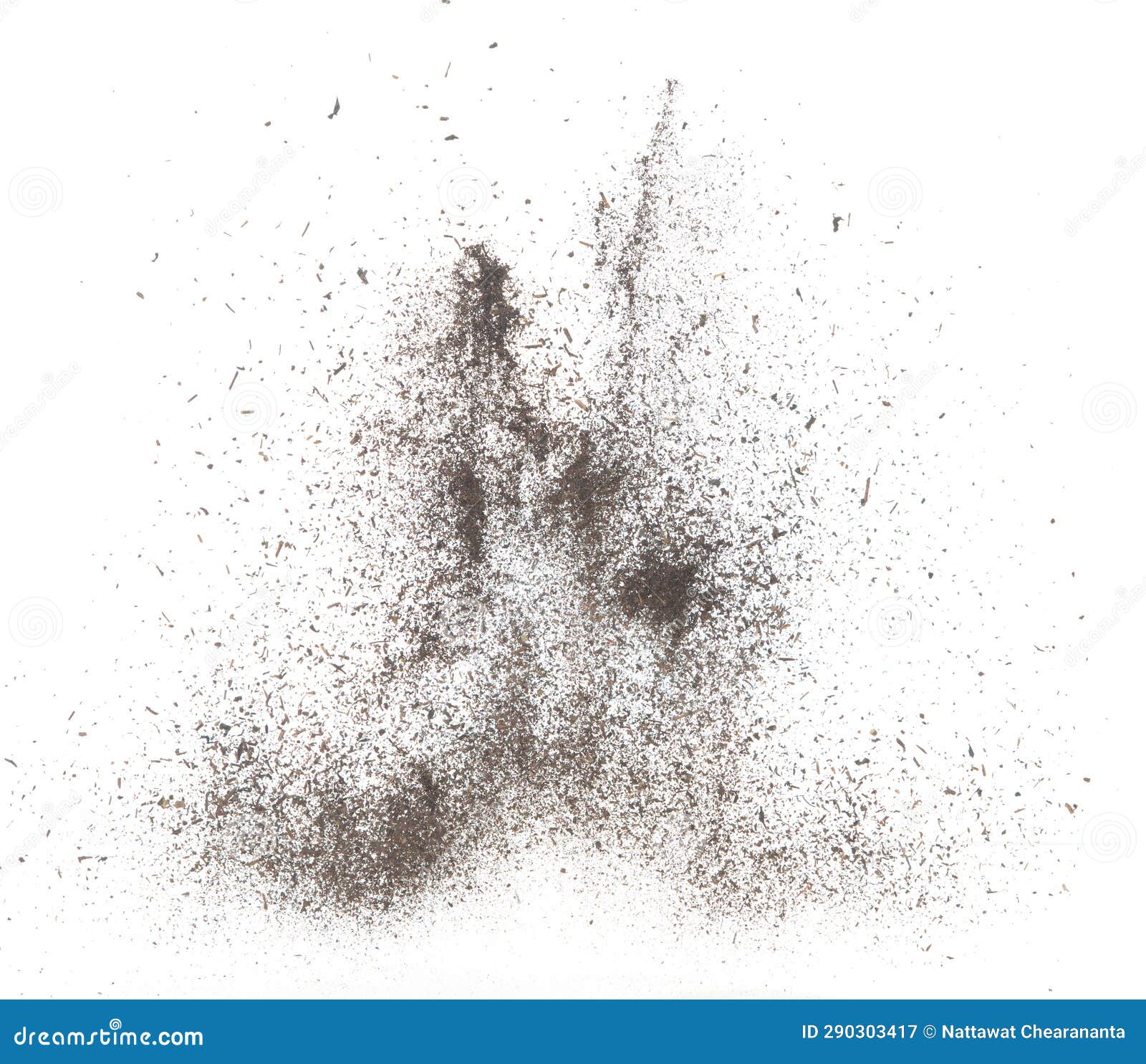 Black Dried Leave Tea Explode. Small Fine Size Tea Leaf Flying ...