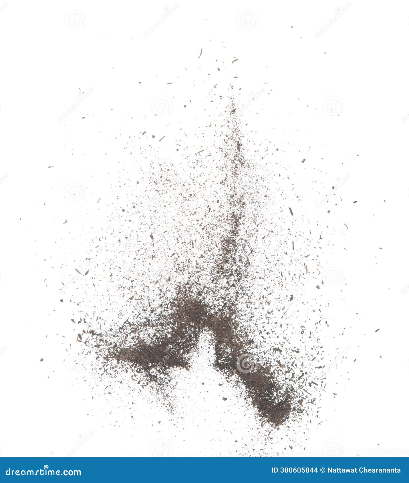 Black Dried Leave Tea Explode. Small Fine Size Tea Leaf Flying ...