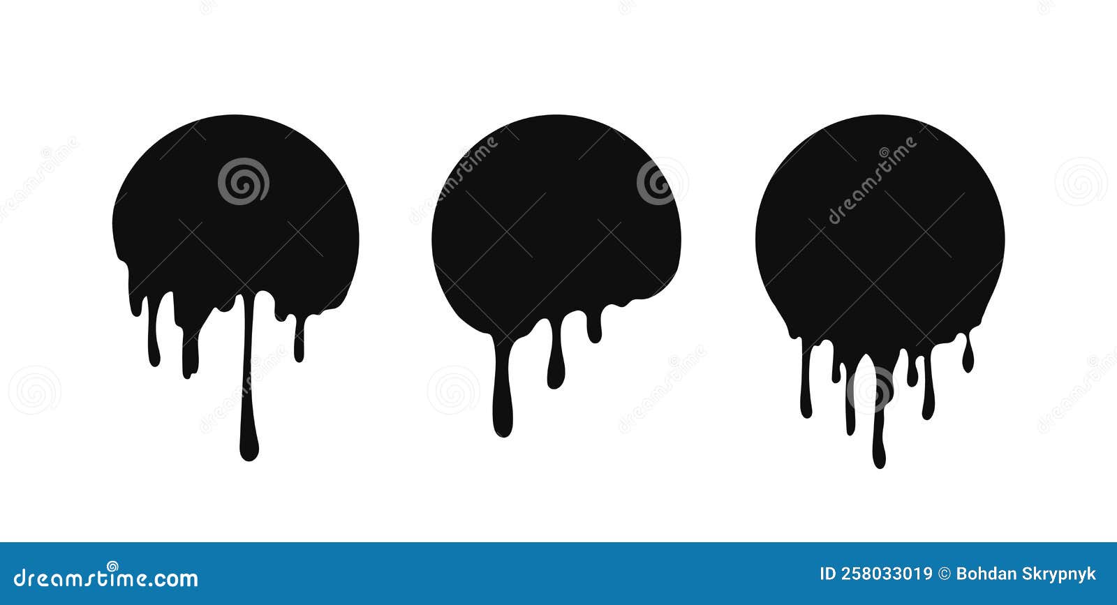 Black Dripping Stickers Icon Set Stock Vector - Illustration of ...