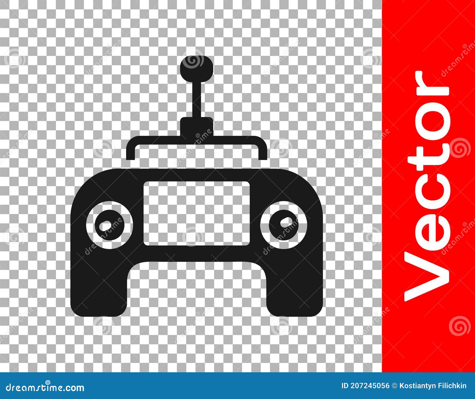 Black Drone Radio Remote Control Transmitter Icon Isolated on ...