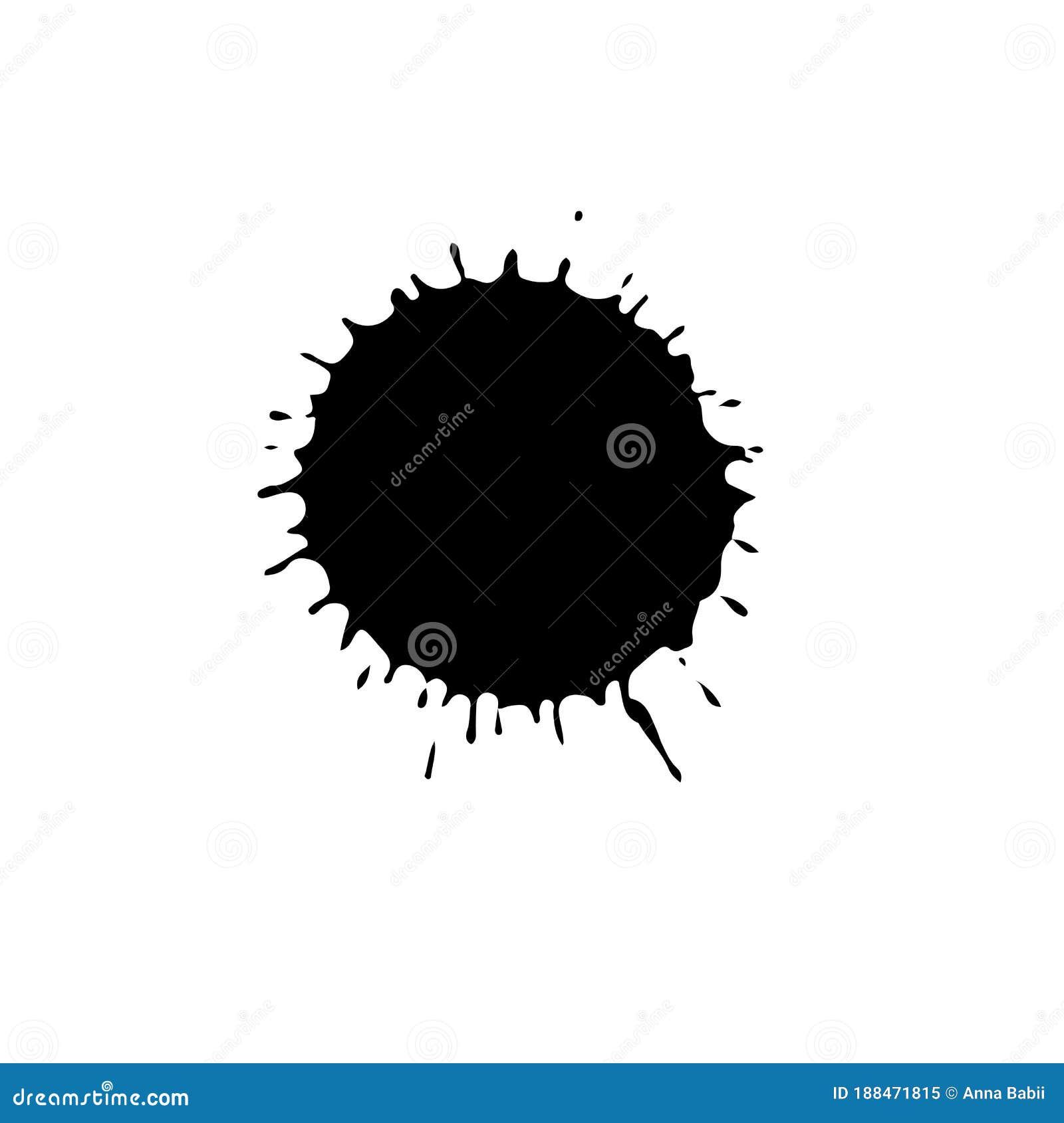 Black Drop Isolated on White Background. Grunge Splash Texture. Vector ...