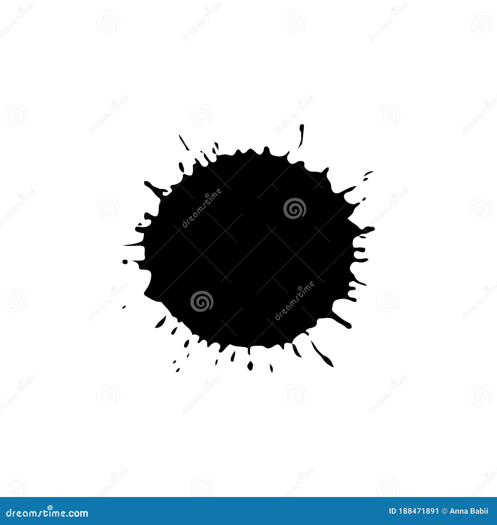 Black Drop Isolated on White Background. Grunge Splash Texture. Vector ...