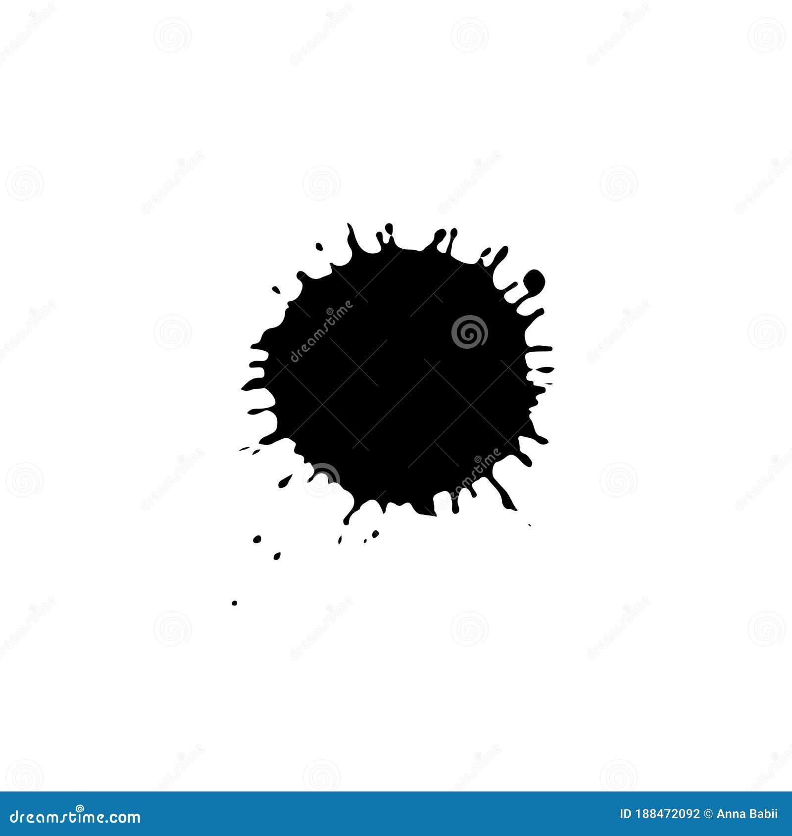 Black Drop Isolated on White Background. Grunge Splash Texture. Vector ...