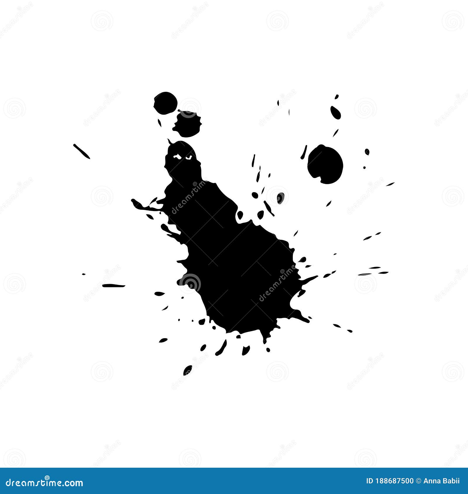 Black Drop Isolated on White Background. Grunge Splash Texture. Vector ...