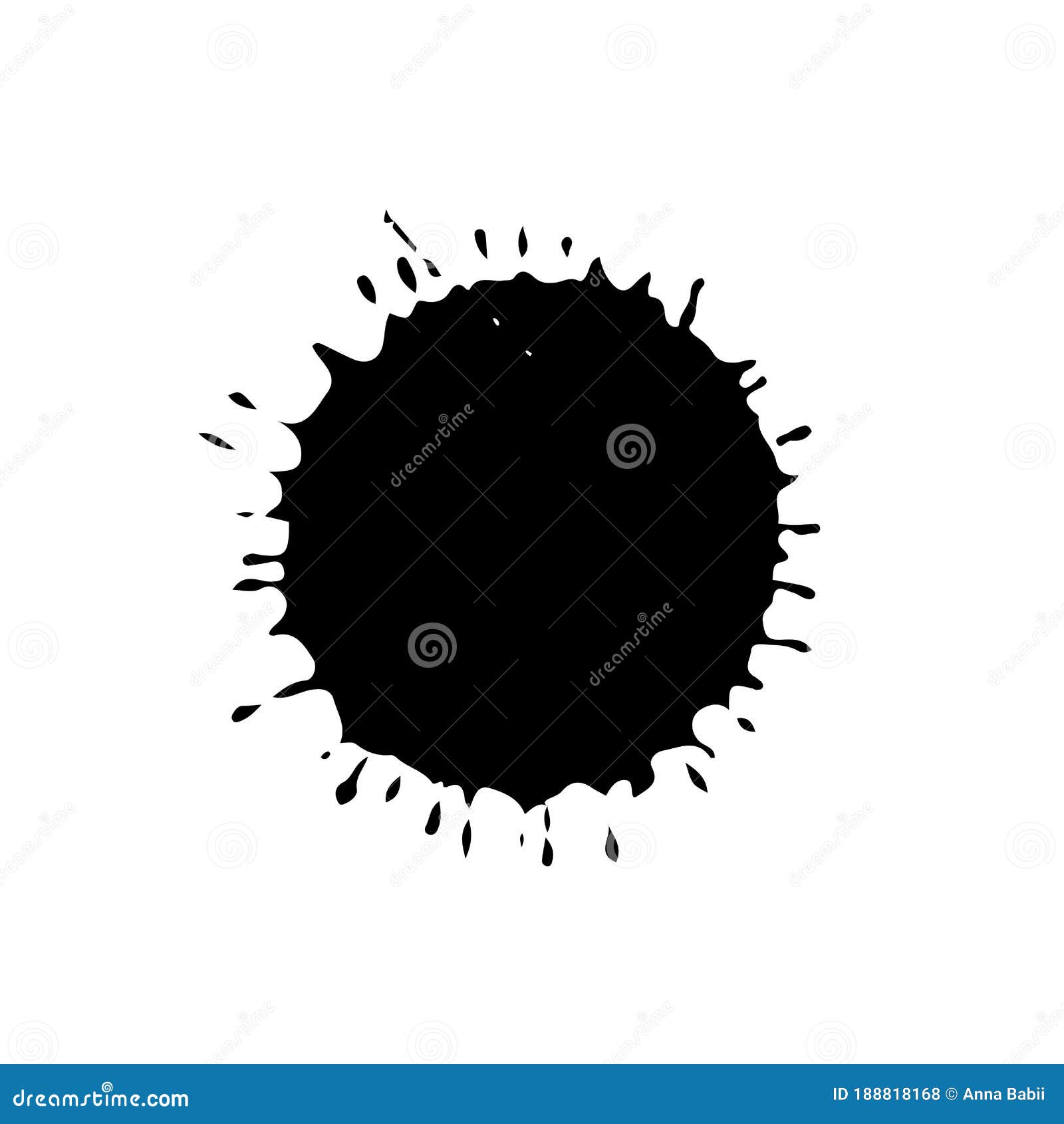 Black Drop Isolated on White Background. Grunge Splash Texture. Vector ...