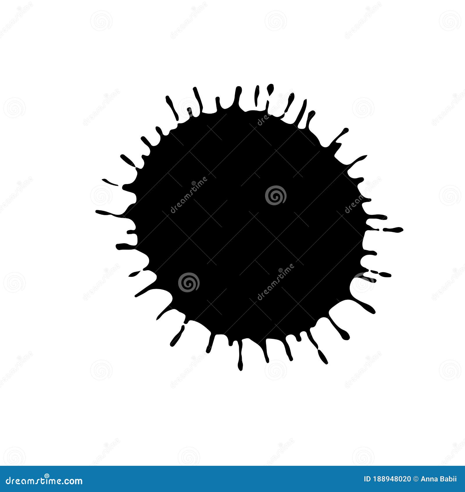 Black Drop Isolated on White Background. Grunge Splash Texture. Vector ...