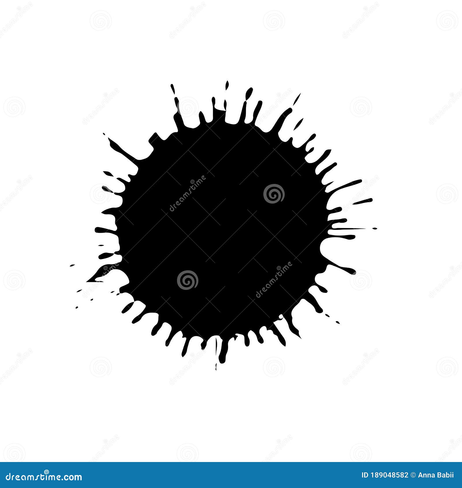 Black Drop Isolated on White Background. Grunge Splash Texture. Vector ...