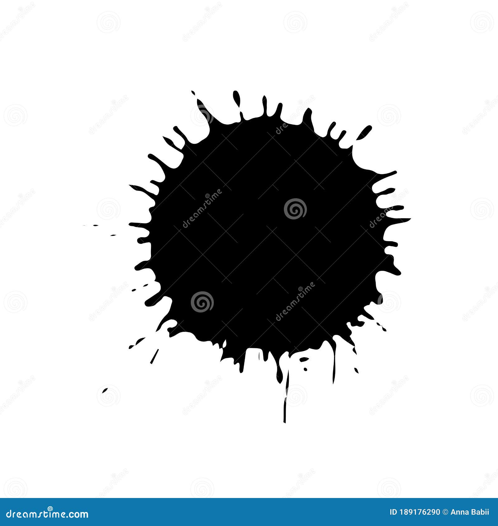 Black Drop Isolated on White Background. Grunge Splash Texture. Vector ...