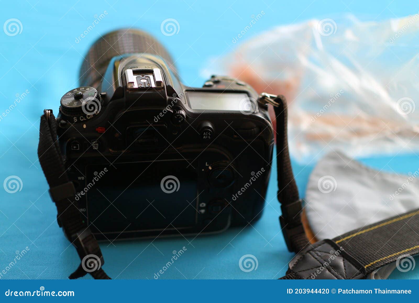Black DSLR Camera Back View Placed on Table, Camera Concept for ...