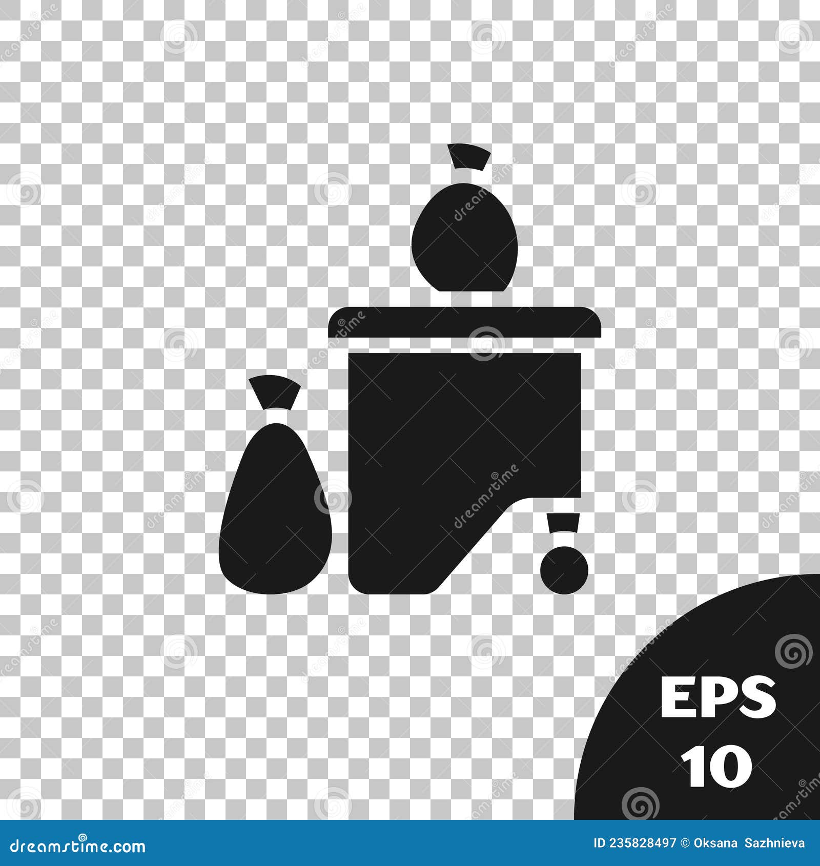 Black Dumpsters Being Full With Garbage Icon Isolated On White ...