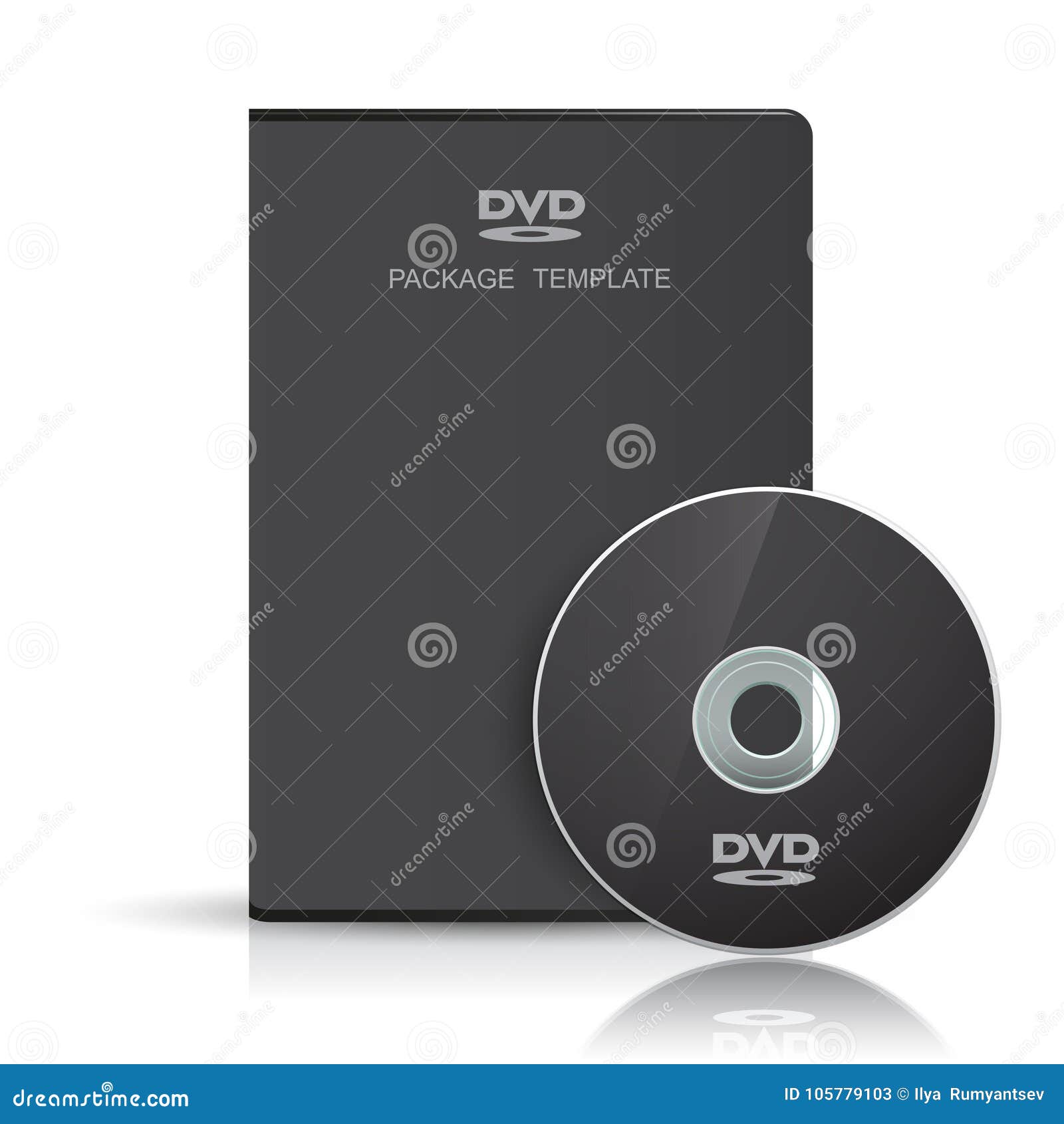 Black DVD Disc and Box Template for Your Design Stock Vector ...
