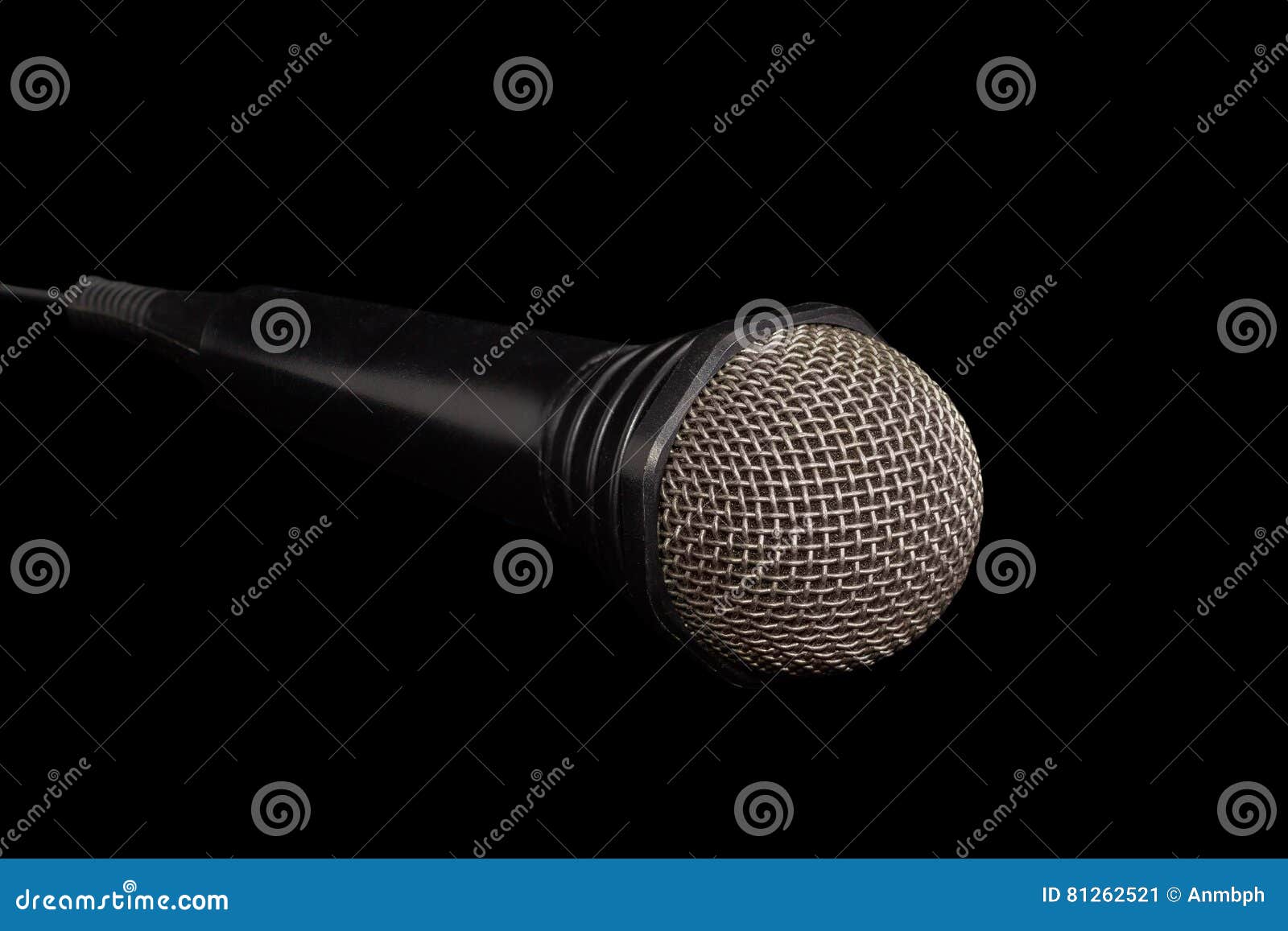 Black Dynamic Microphone on a Dark Background Stock Image - Image of ...