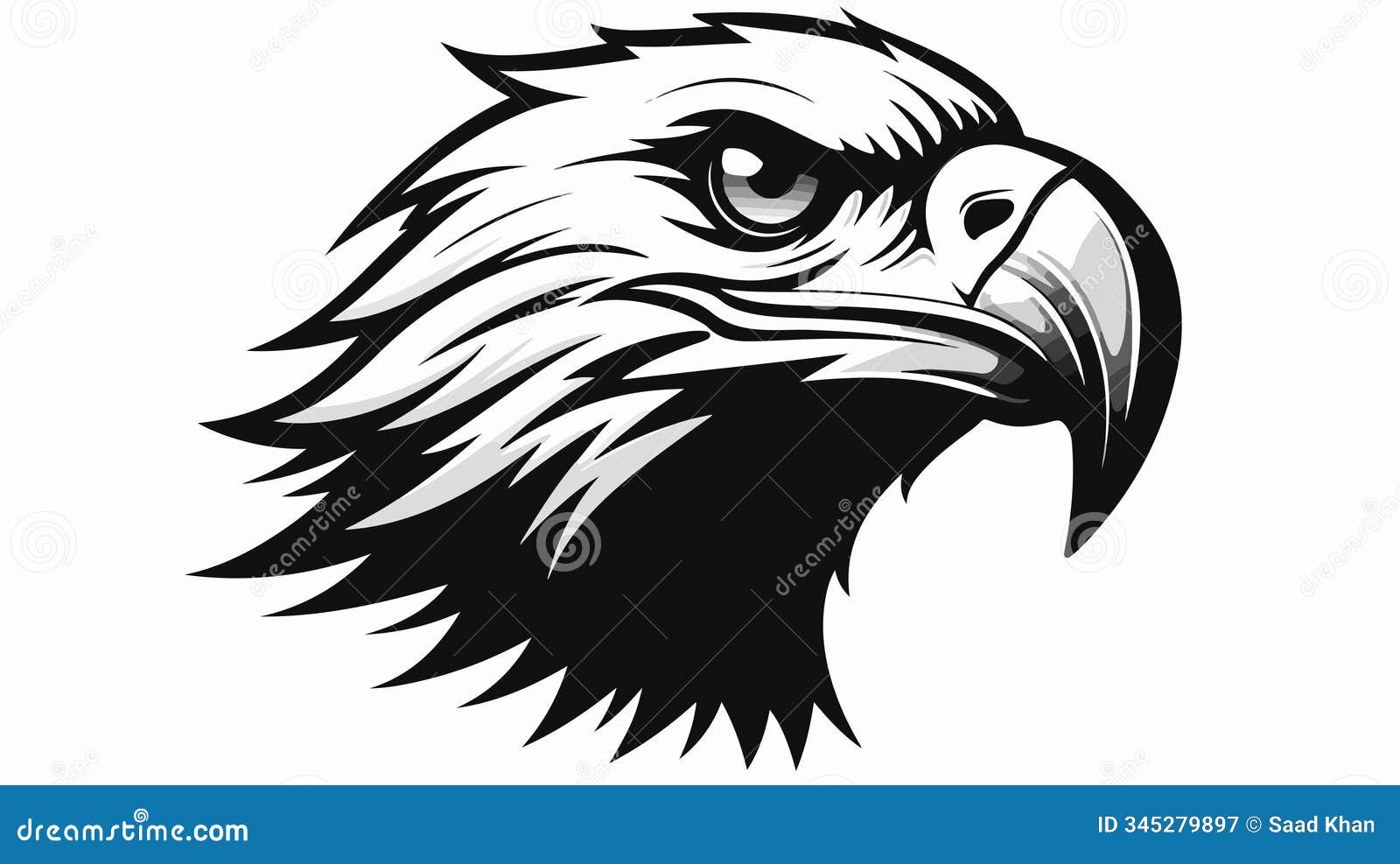 Black Eagle Head Drawing stock illustration. Illustration of head - 345279897