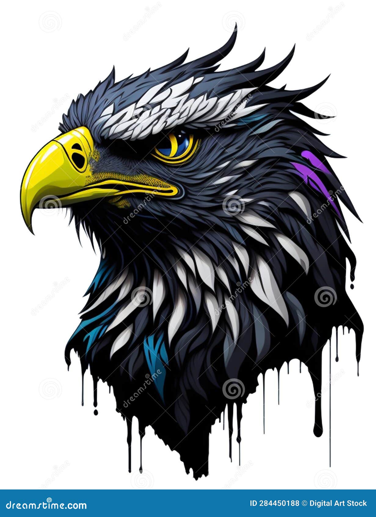 The Black Eagle Head Paint Created with Digital Illustration Techniques ...