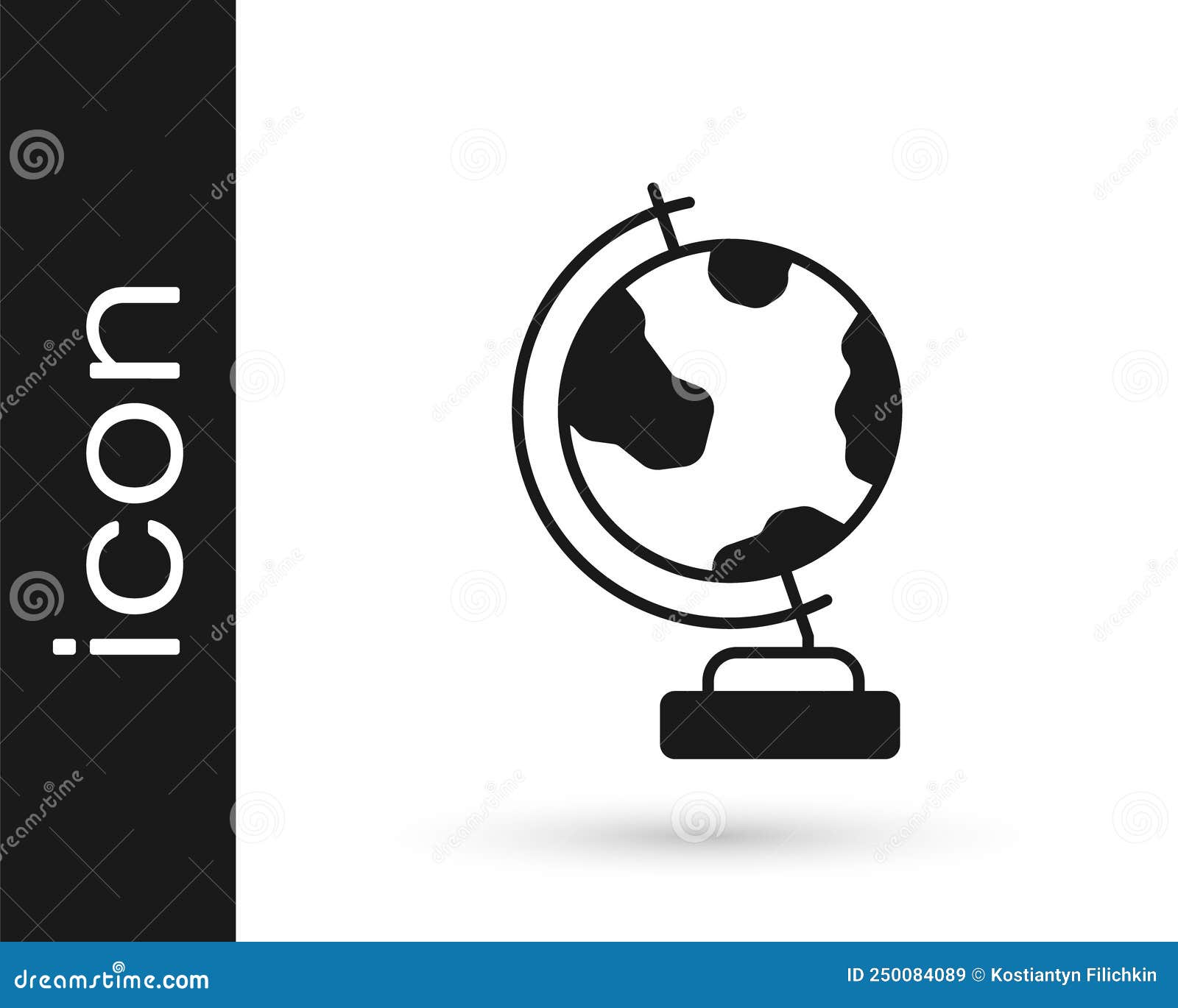 Black Earth Globe Icon Isolated on White Background. Vector Stock ...