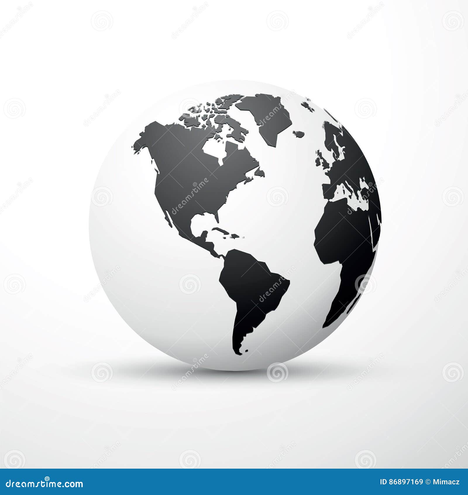Black Earth Globe World Map Design America Stock Vector - Illustration ...