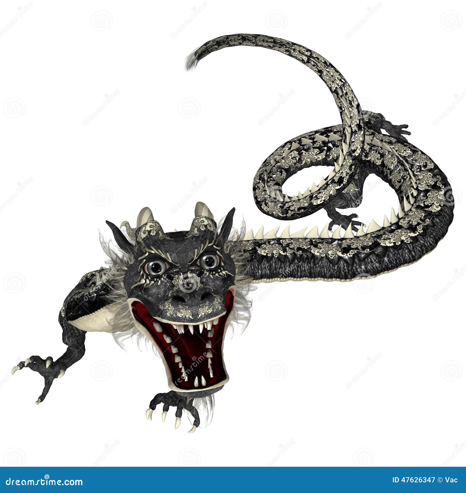 Black Eastern Dragon stock illustration. Illustration of creature ...