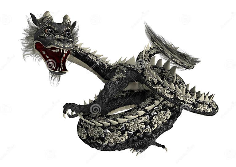 Black Eastern Dragon stock illustration. Illustration of china - 47629055