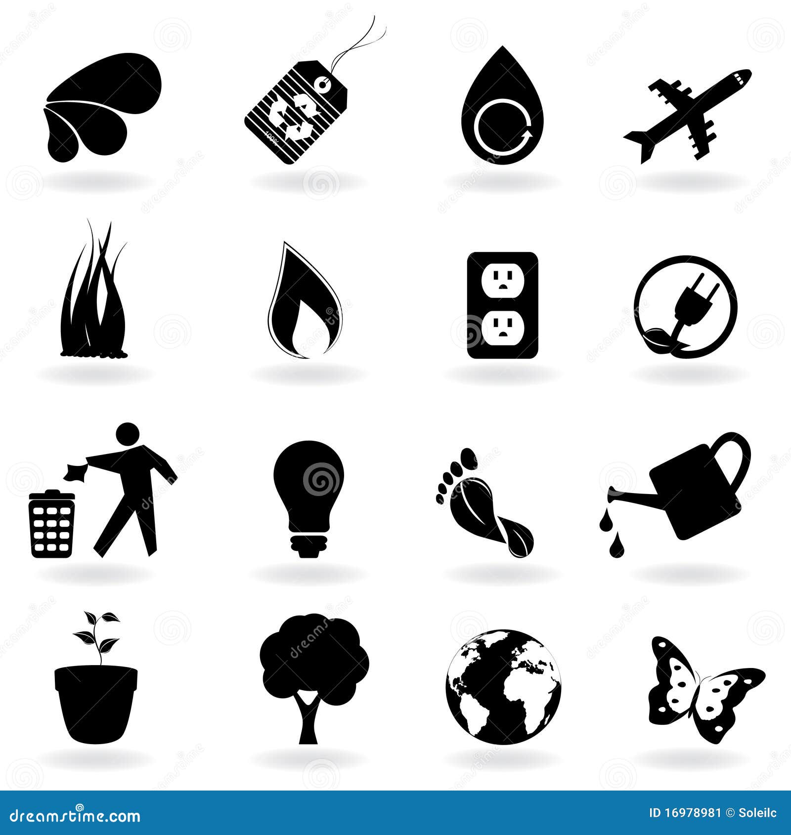 Black eco icons stock vector. Illustration of conservation - 16978981
